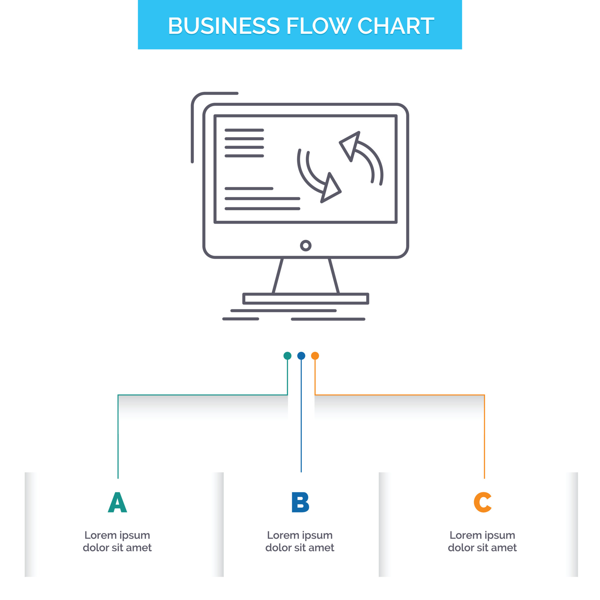 Synchronization Sync Information Data Computer Business Flow Chart Design With 3 Steps Line