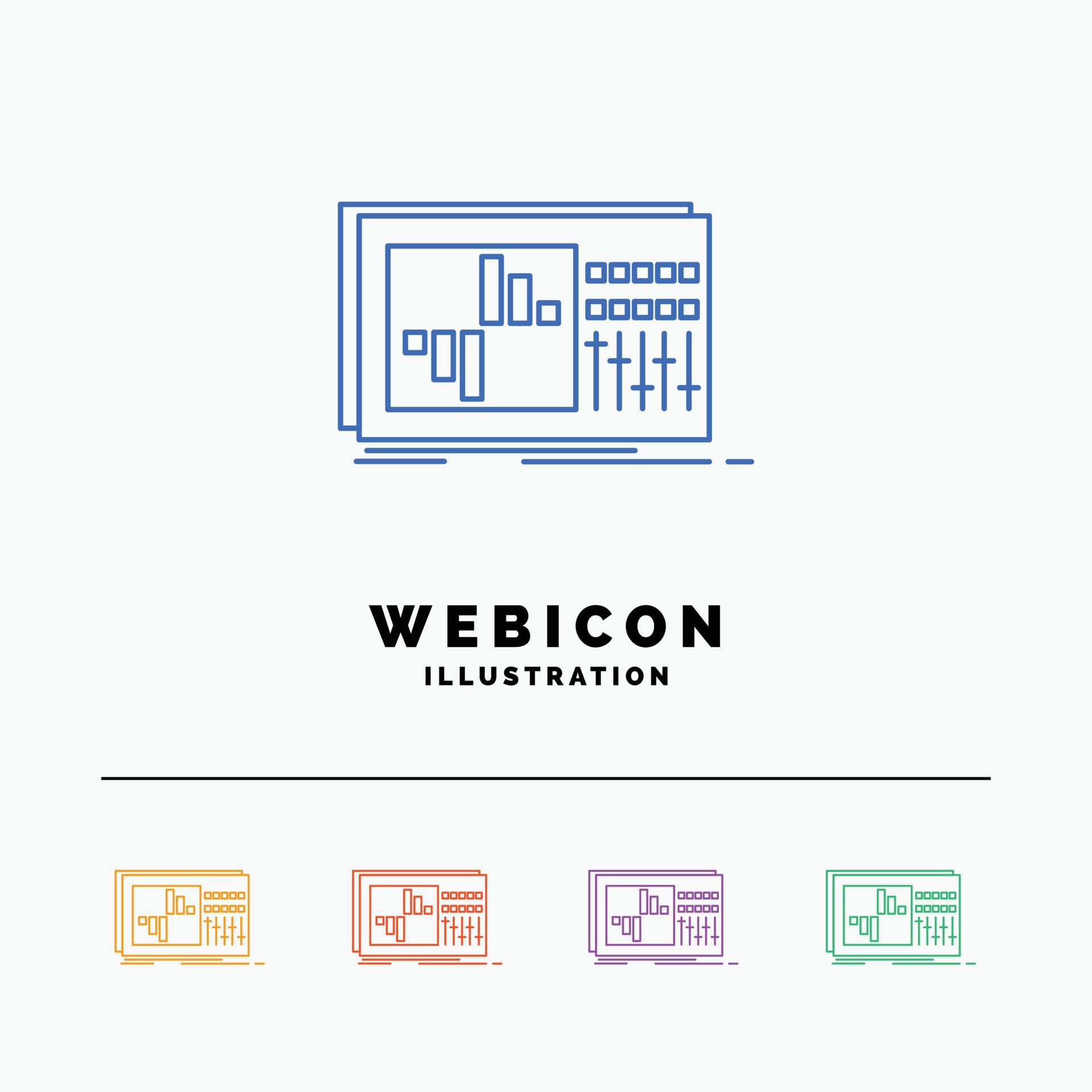 control. equalizer. equalization. sound. studio 5 Color Line Web Icon Template isolated on white ...