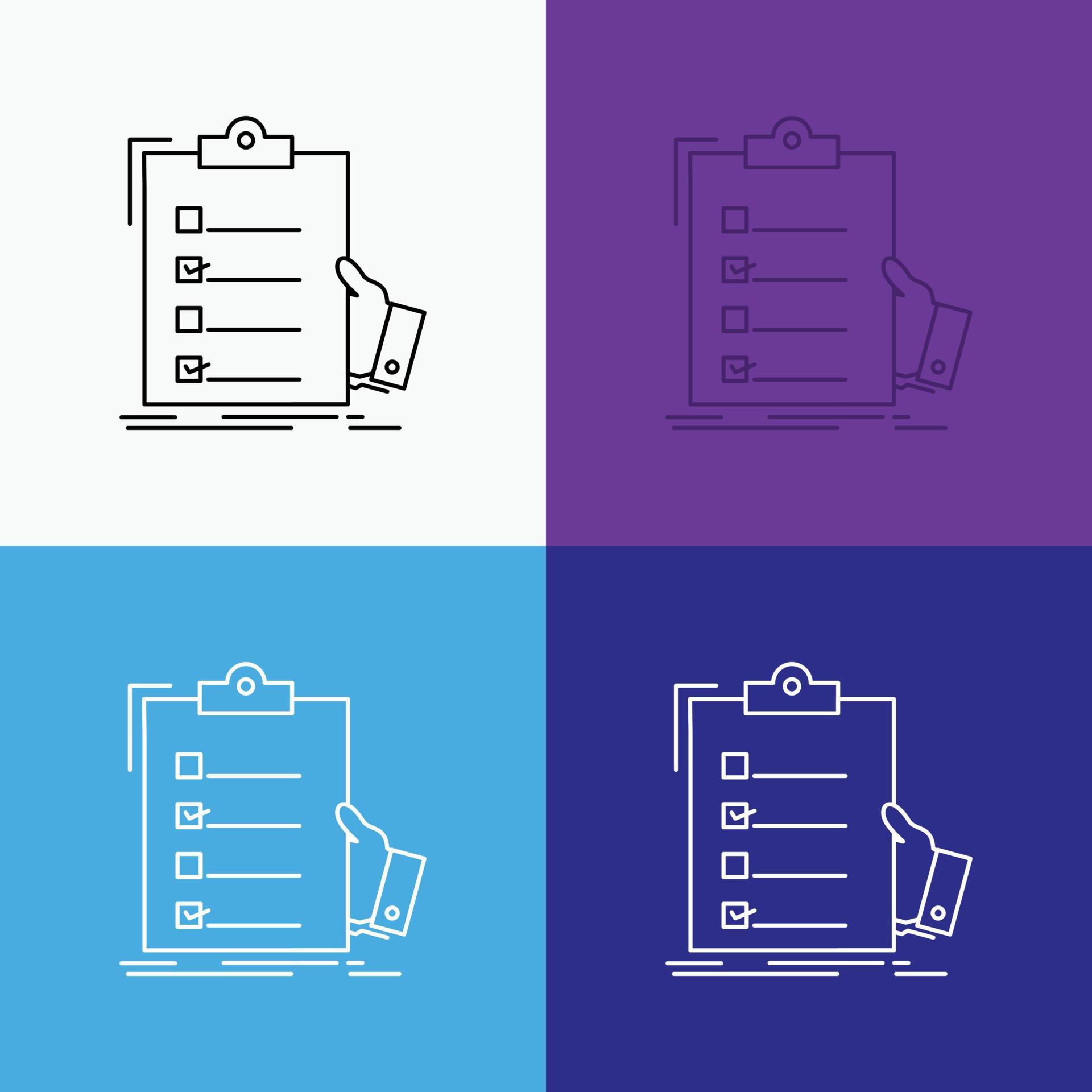 Checklist Check Expertise List Clipboard Icon Over Various Background Line Style Design