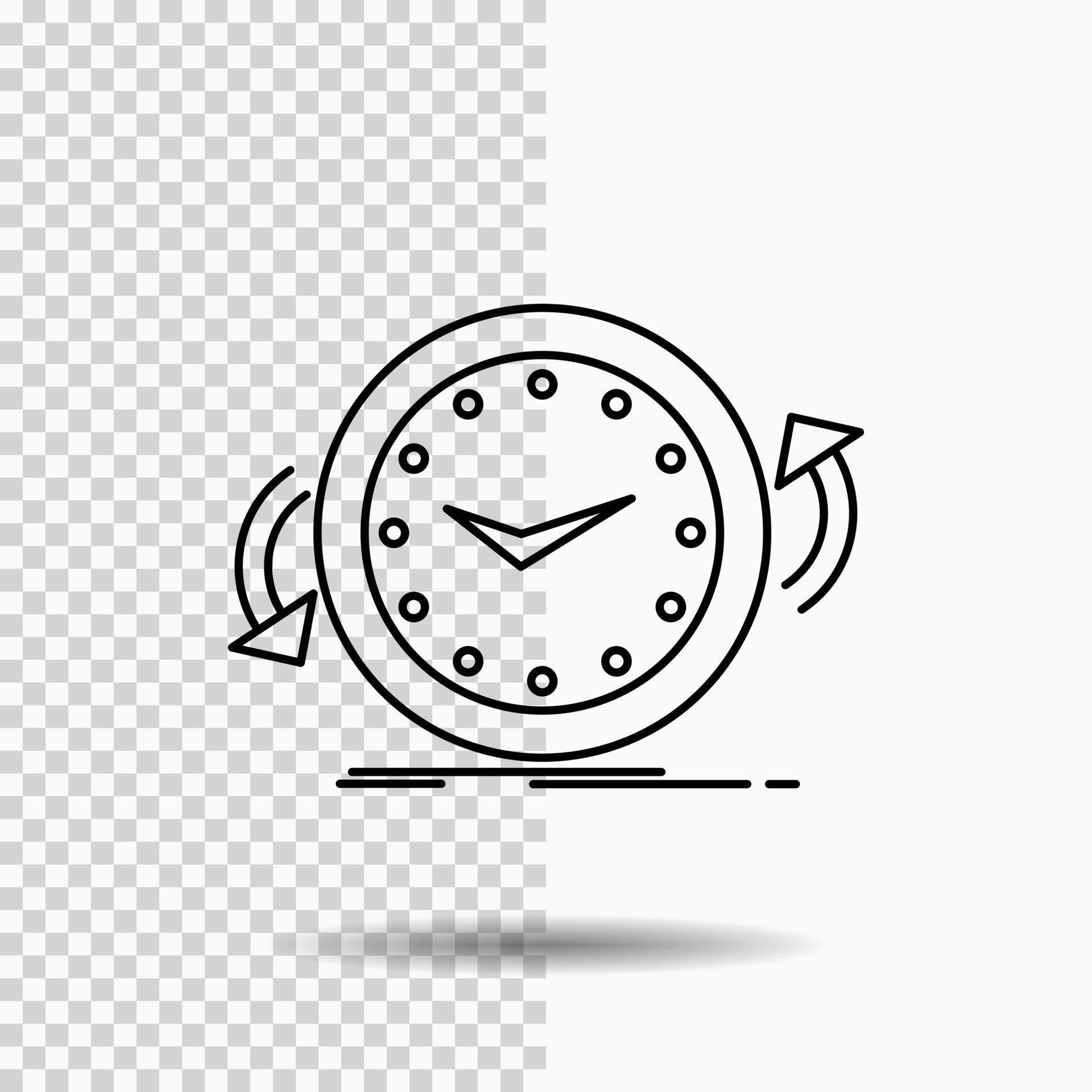 Backup. clock. clockwise. counter. time Line Icon on Transparent Background. Black Icon Vector ...