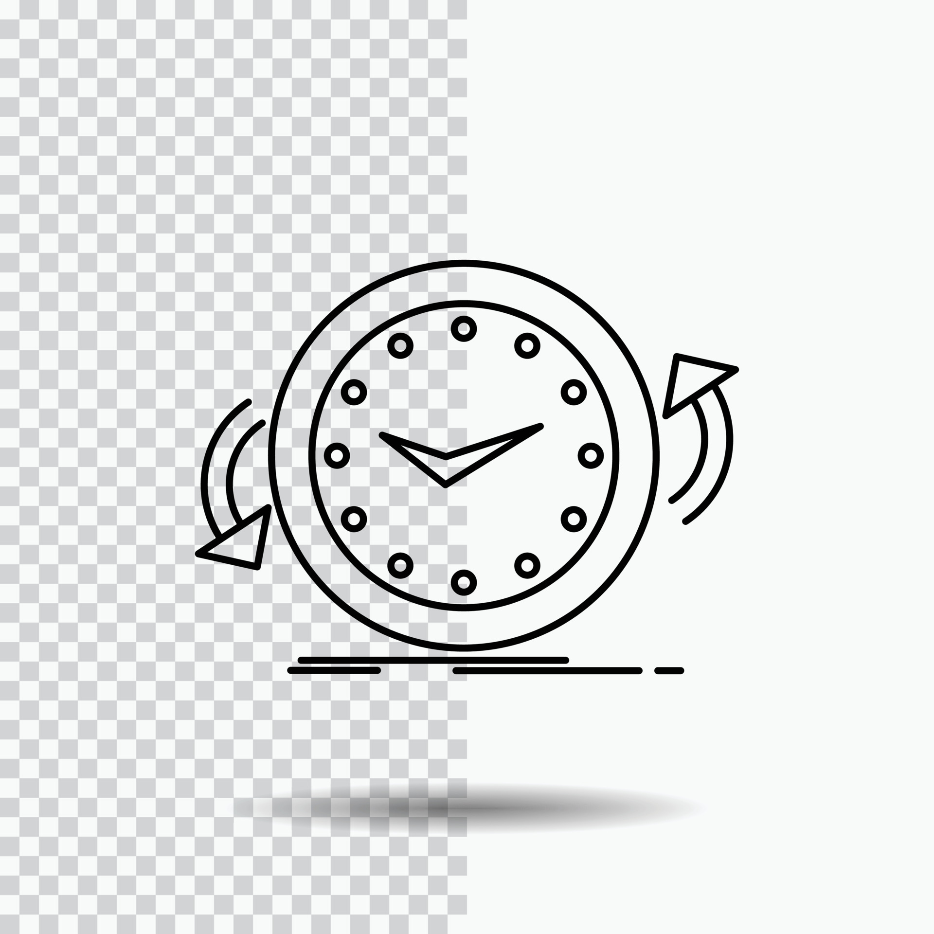 Backup. clock. clockwise. counter. time Line Icon on Transparent Background. Black Icon Vector ...
