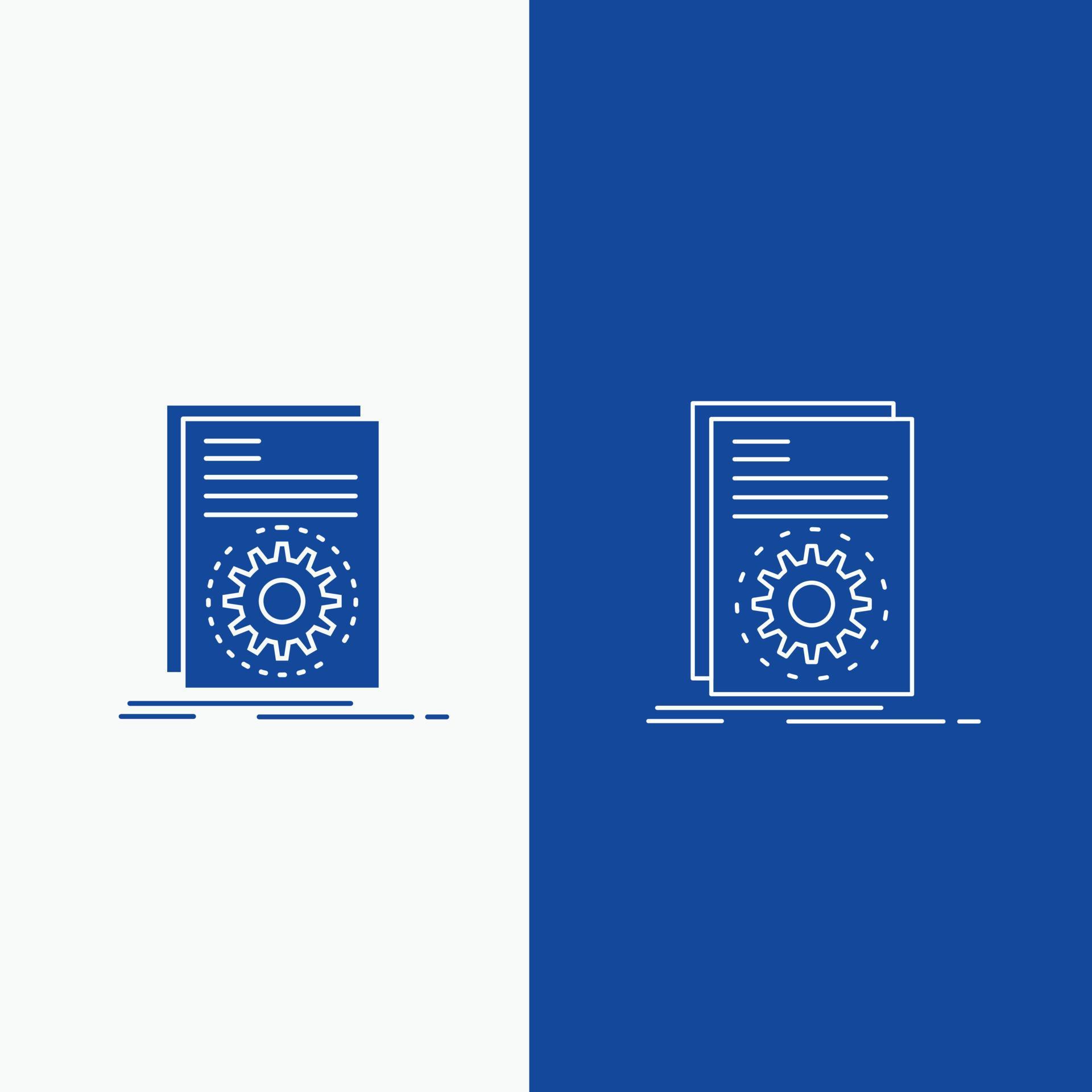Code Executable File Running Script Line And Glyph Web Button In Blue Color Vertical Banner