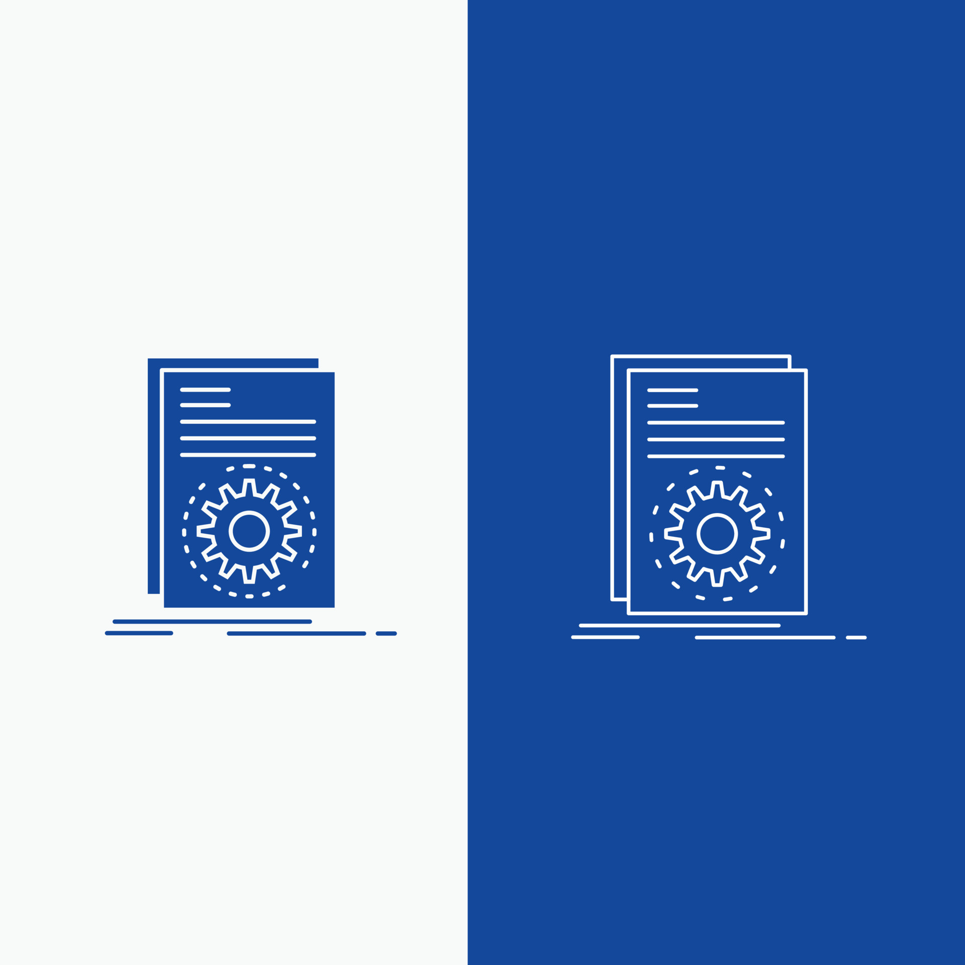 Code Executable File Running Script Line And Glyph Web Button In Blue Color Vertical Banner