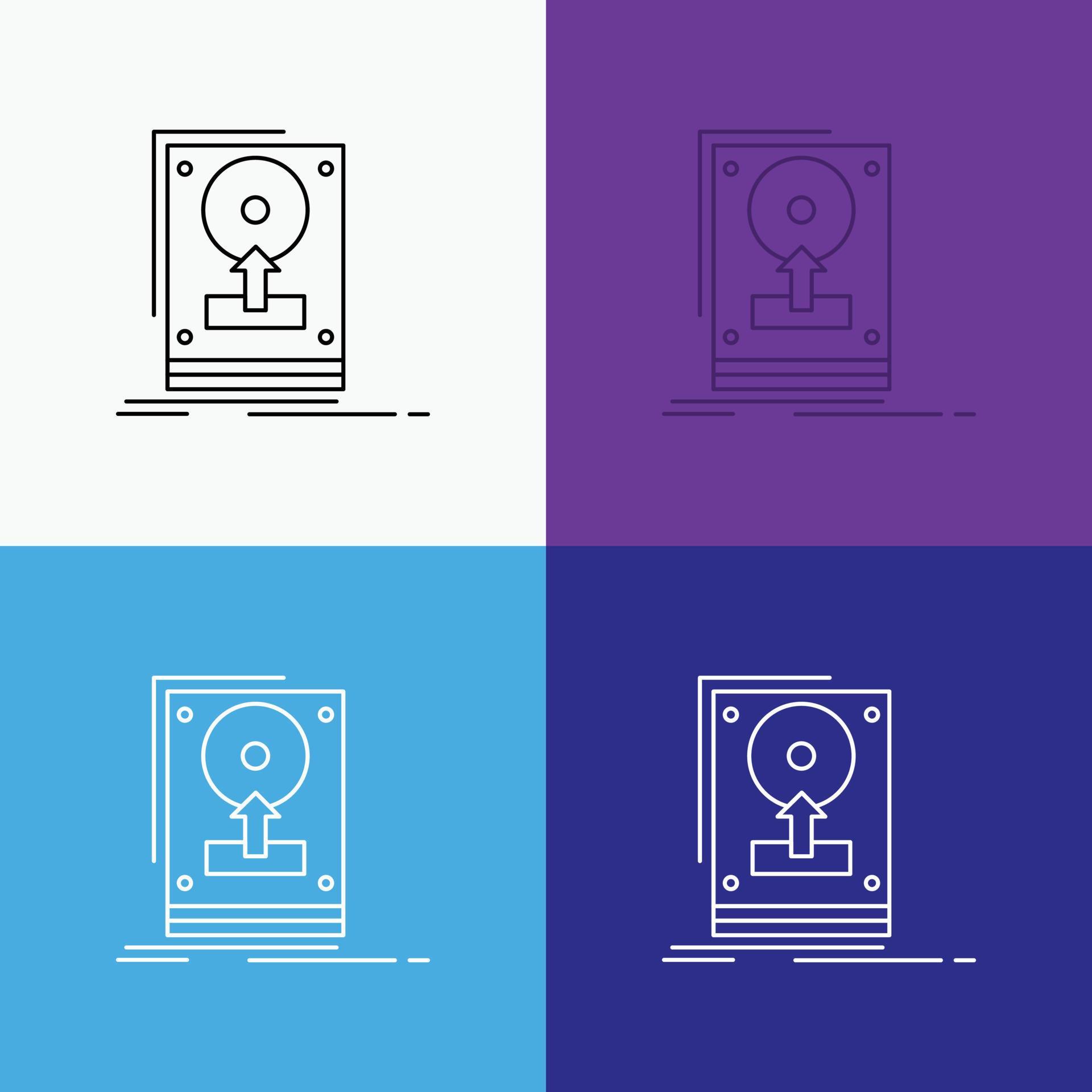 install. drive. hdd. save. upload Icon Over Various Background. Line style design. designed for ...