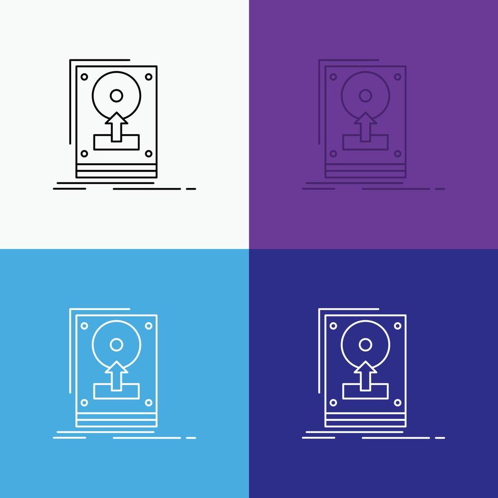 Install Drive Hdd Save Upload Icon Over Various Background Line Style Design Designed For