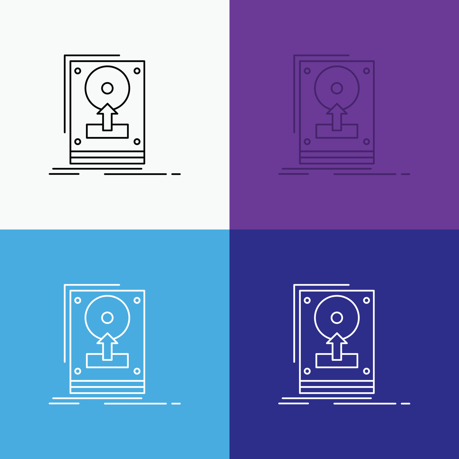 install. drive. hdd. save. upload Icon Over Various Background. Line style design. designed for ...