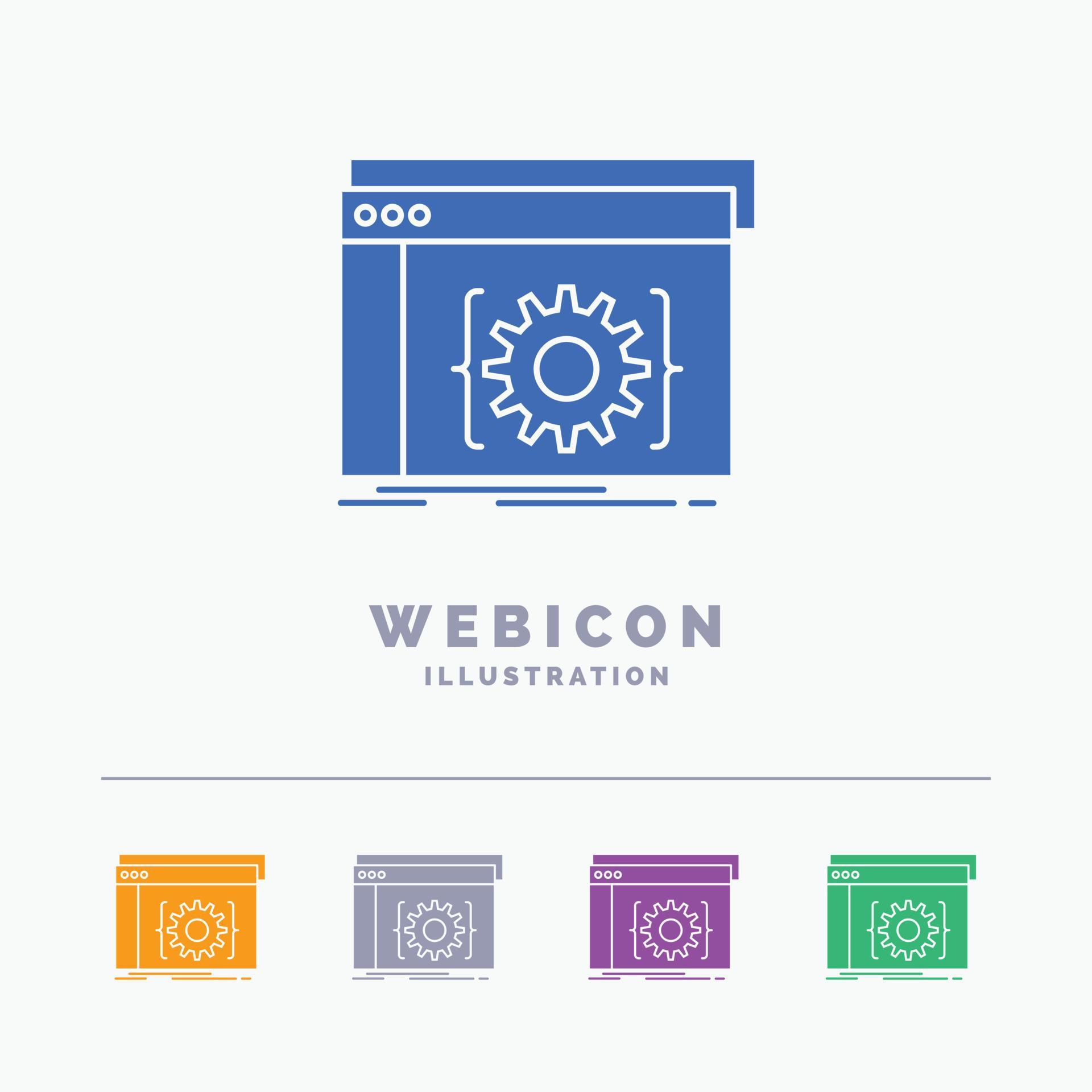 Api App Coding Developer Software 5 Color Glyph Web Icon Template Isolated On White Vector