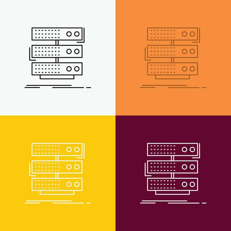 Server Storage Rack Database Data Icon Over Various Background Line Style Design Designed