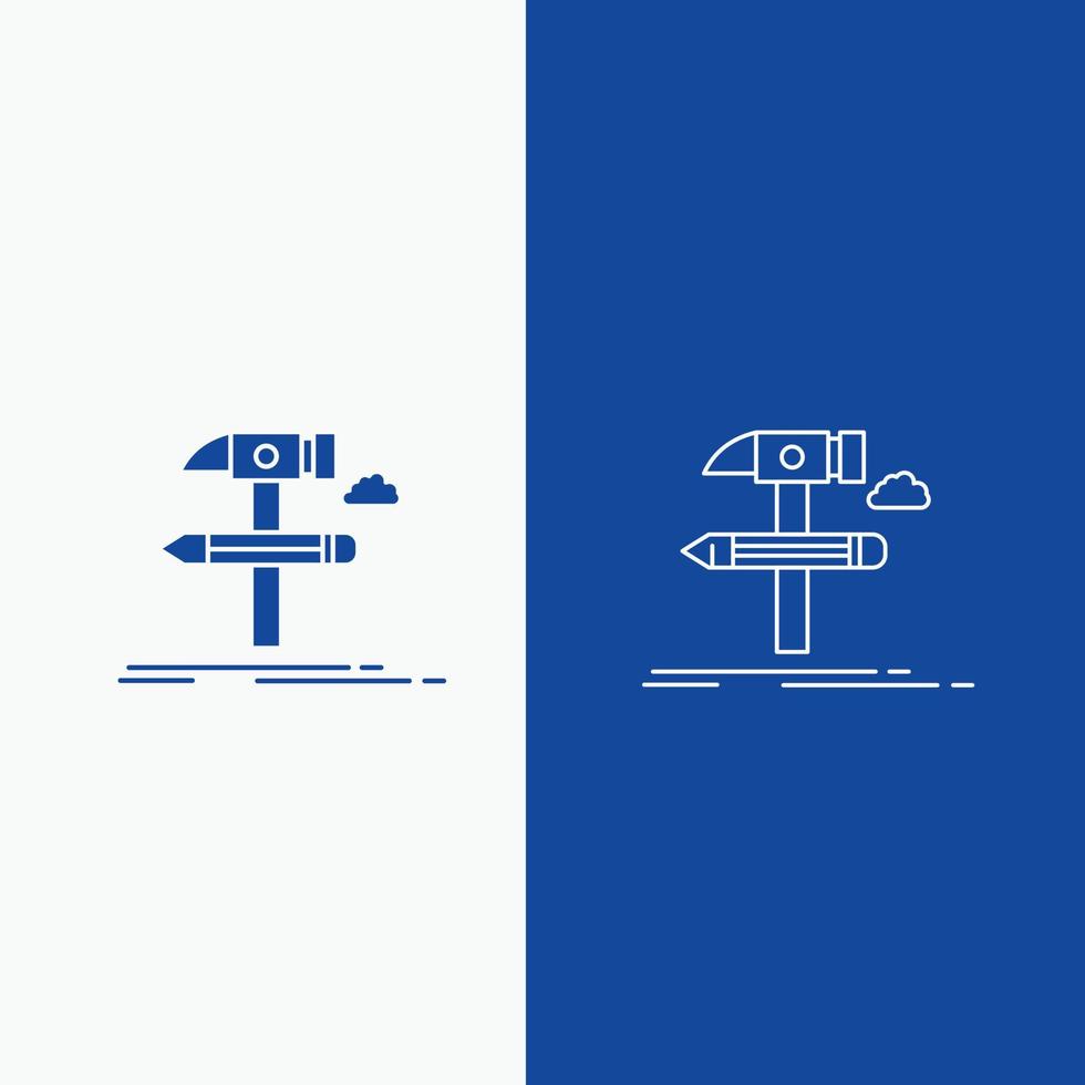 Build Design Develop Tool Tools Line And Glyph Web Button In Blue