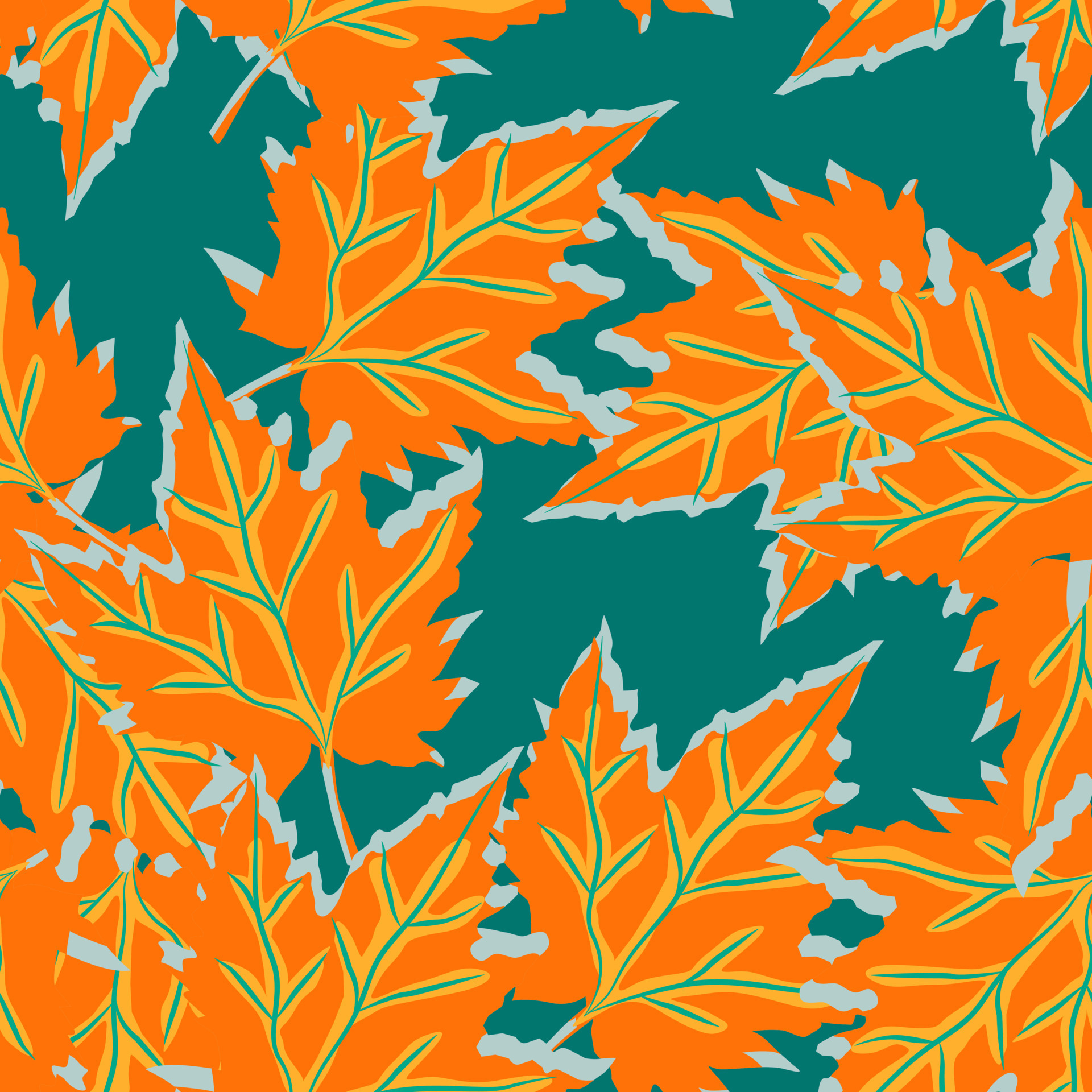 Abstract Oak Leaves Seamless Pattern Maple Foliage Backdrop 13046374
