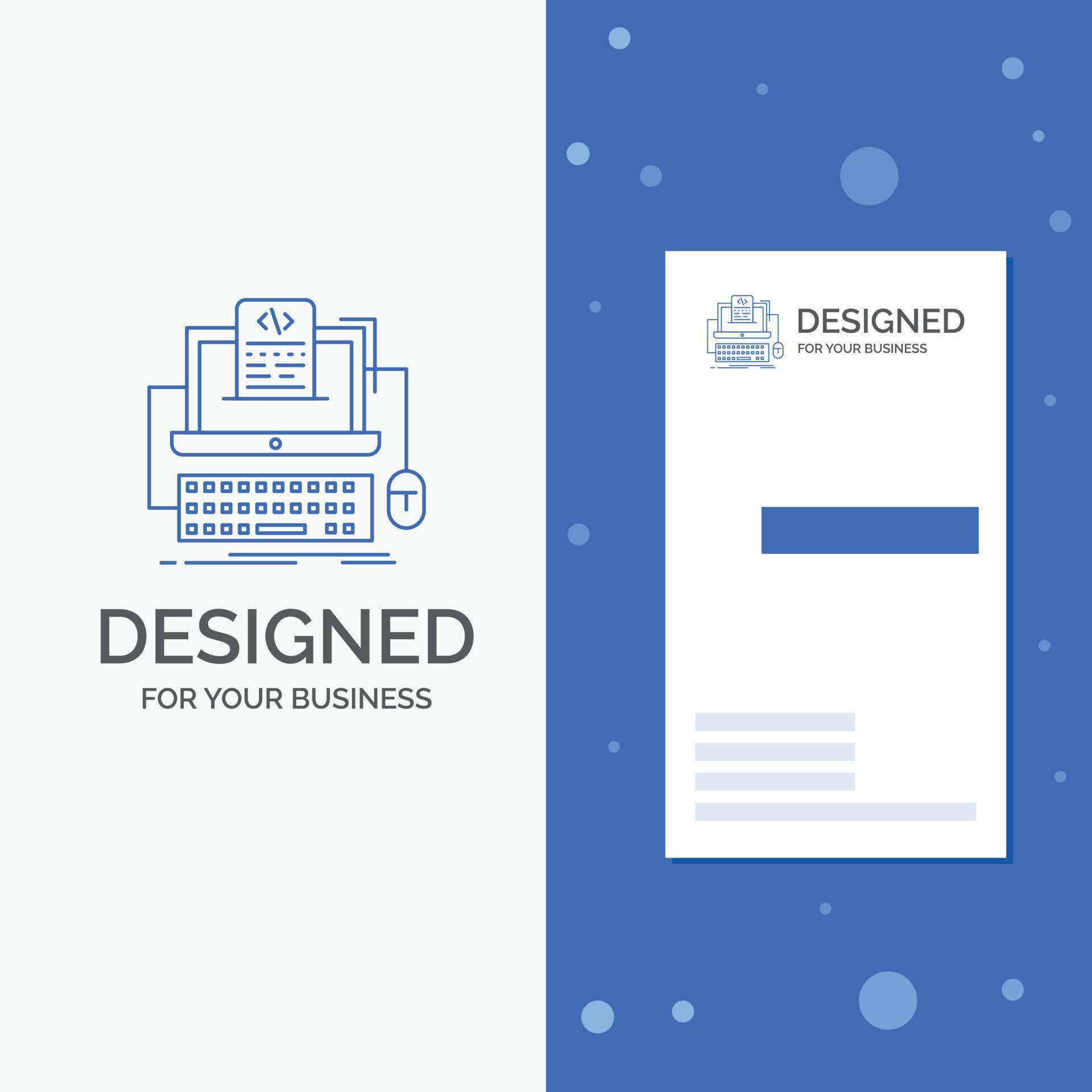 Business Logo For Code Coding Computer Monoblock Screen Vertical Blue Business Visiting