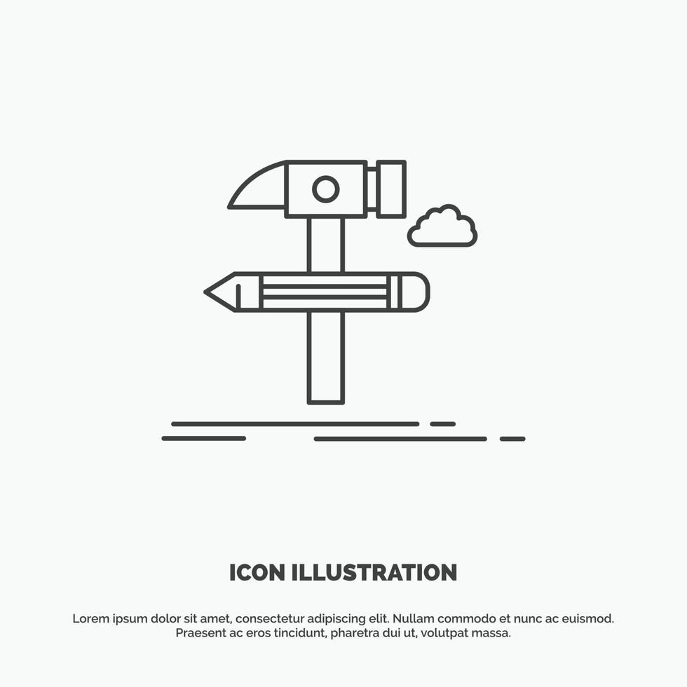 Build Design Develop Tool Tools Icon Line Vector Gray Symbol For Ui And Ux Website Or