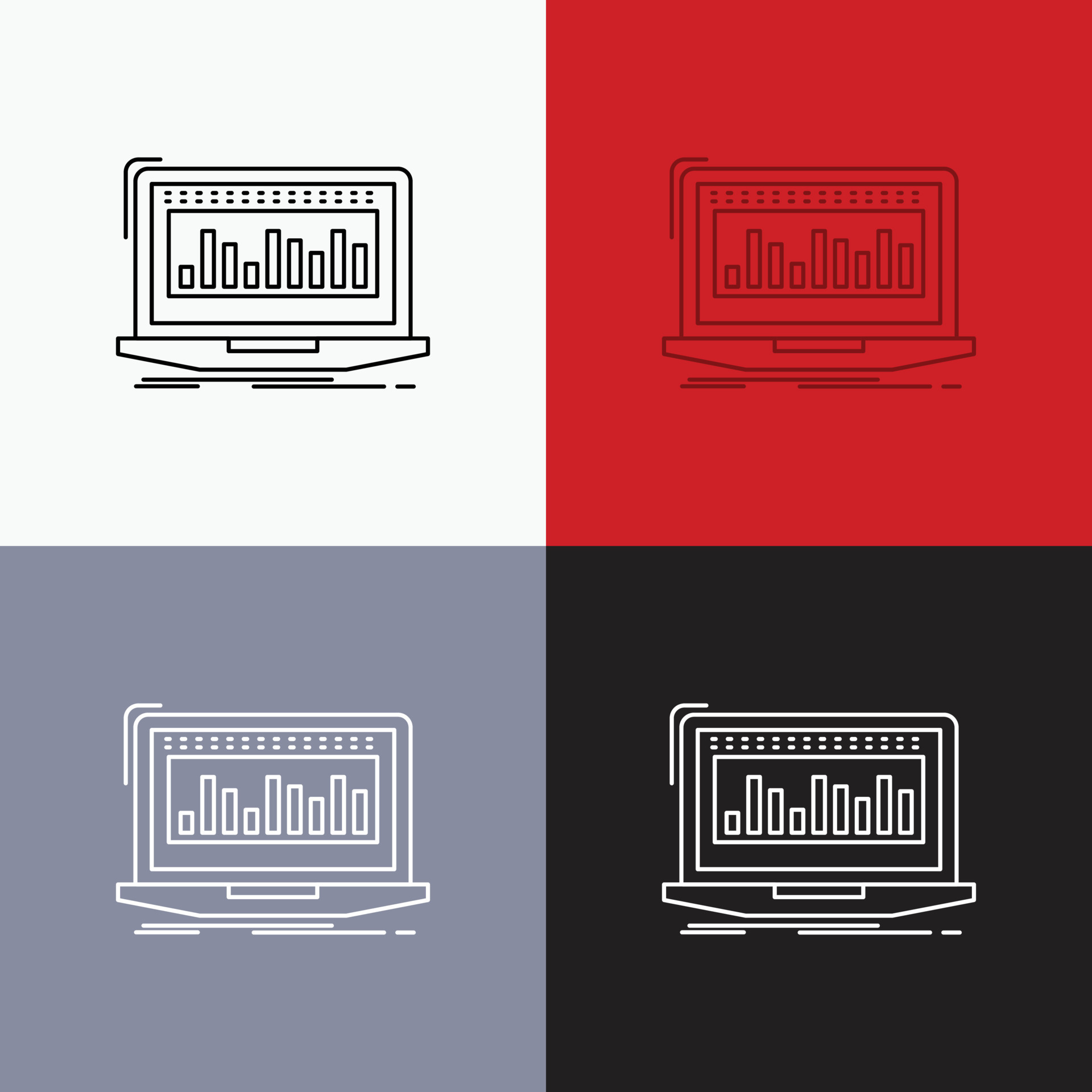 Data Financial Index Monitoring Stock Icon Over Various Background Line Style Design