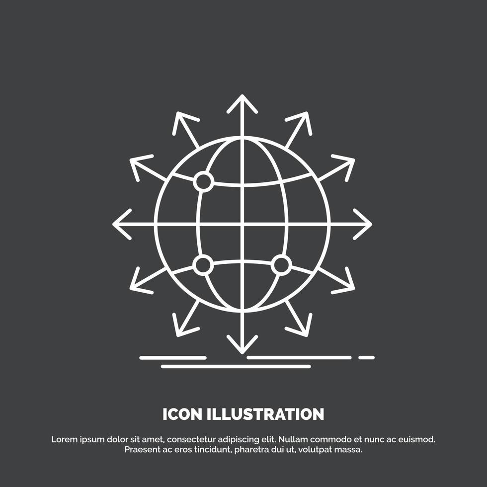 Globe Network Arrow News Worldwide Icon Line Vector Symbol For Ui And Ux Website Or Mobile