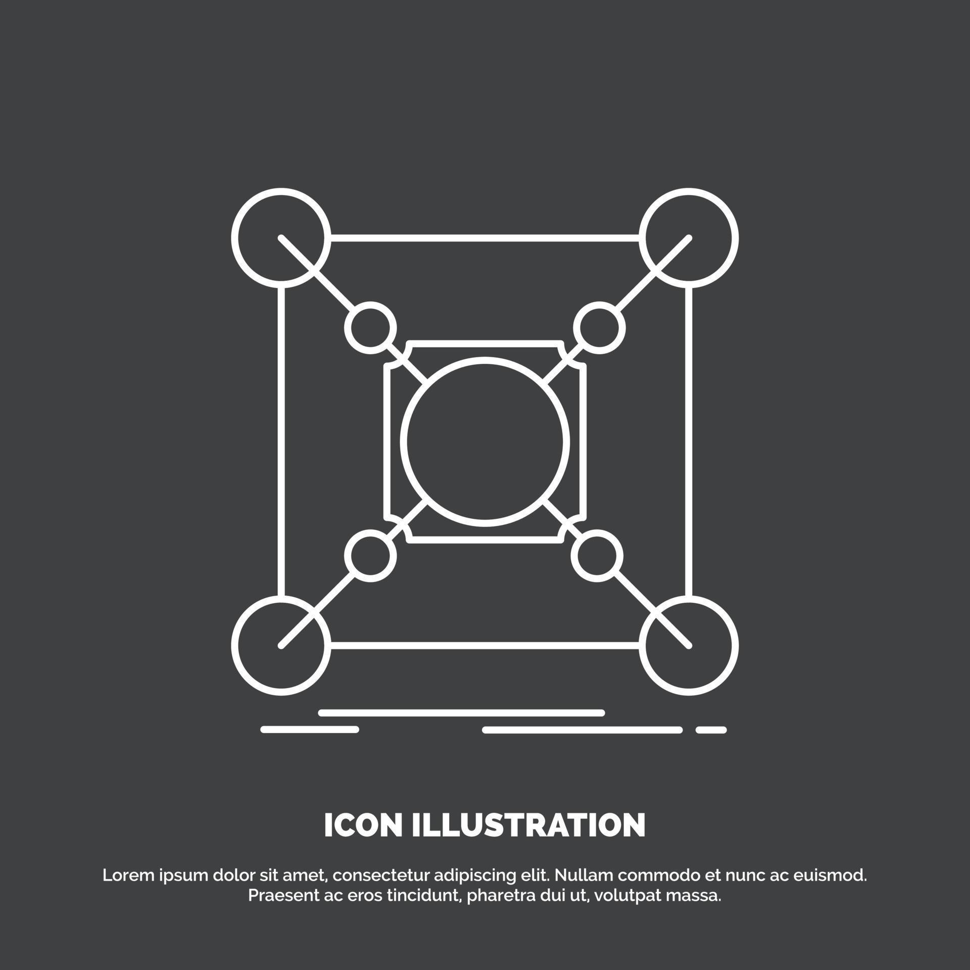 Base. Center. Connection. Data. Hub Icon. Line Vector Symbol For Ui And