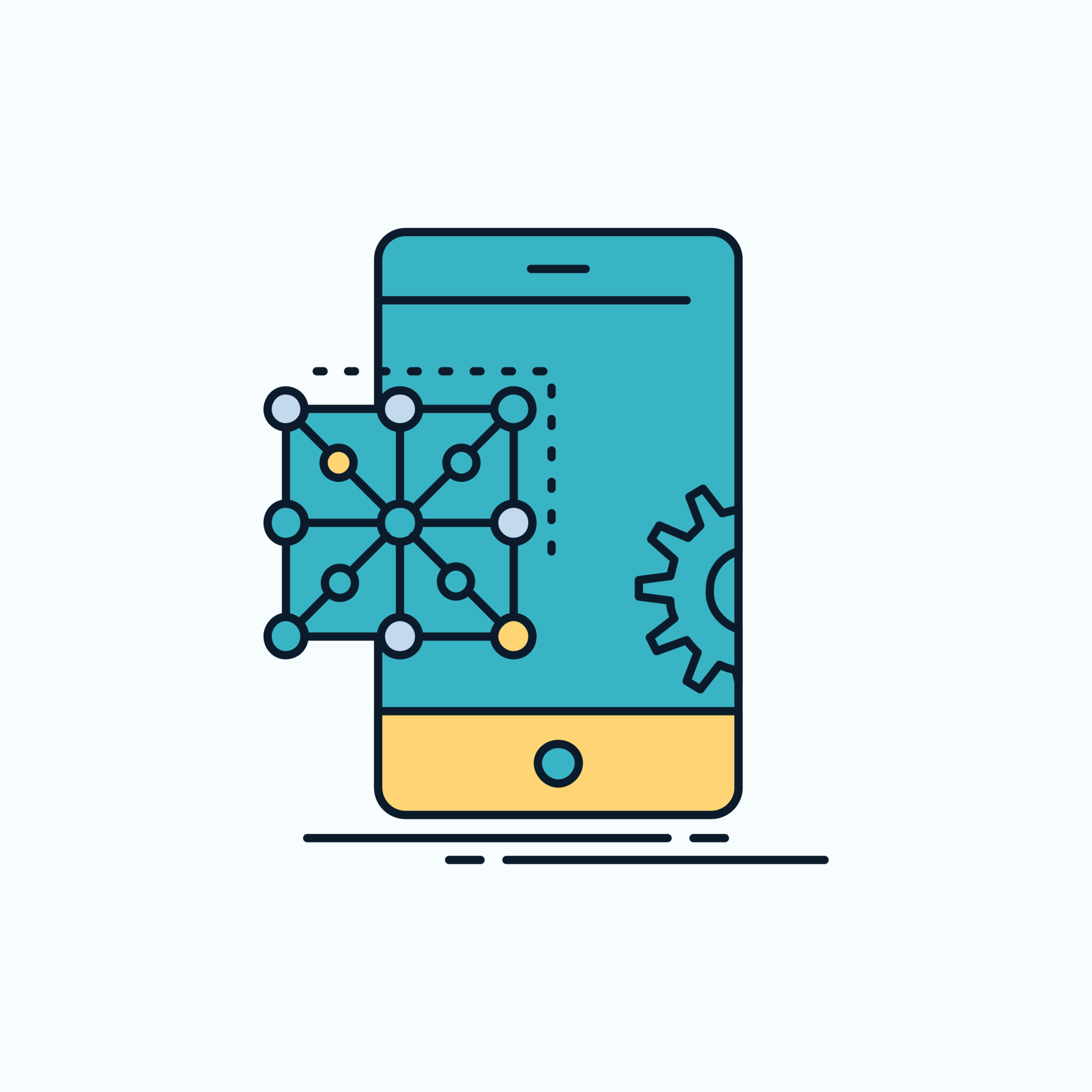 Api Application Coding Development Mobile Flat Icon Green And Yellow Sign And Symbols For