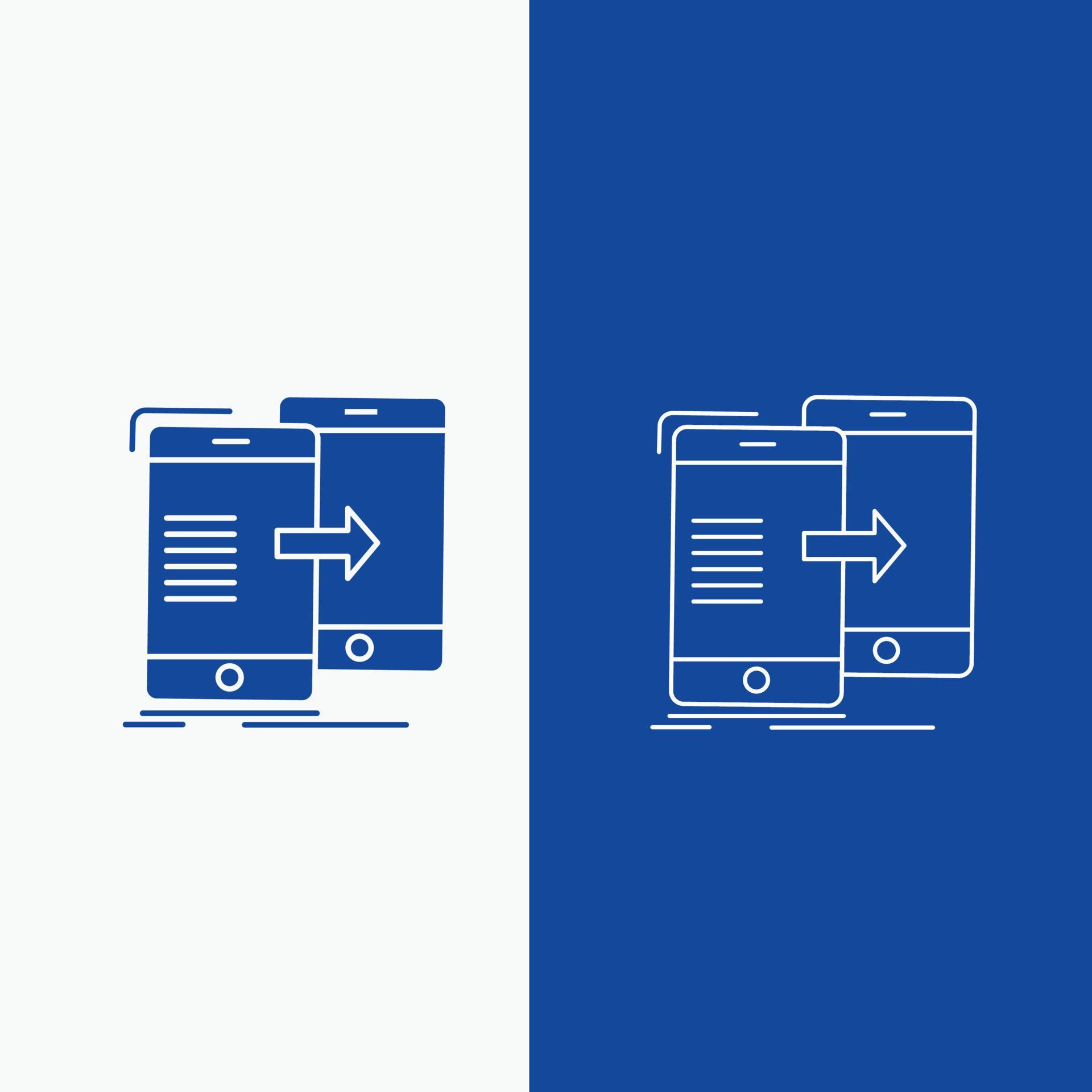 Data Sharing Sync Synchronization Syncing Line And Glyph Web Button In Blue Color Vertical