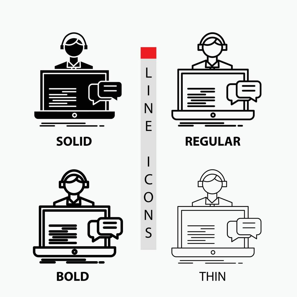 support. chat. customer. service. help Icon in Thin. Regular. Bold Line and Glyph Style. Vector ...