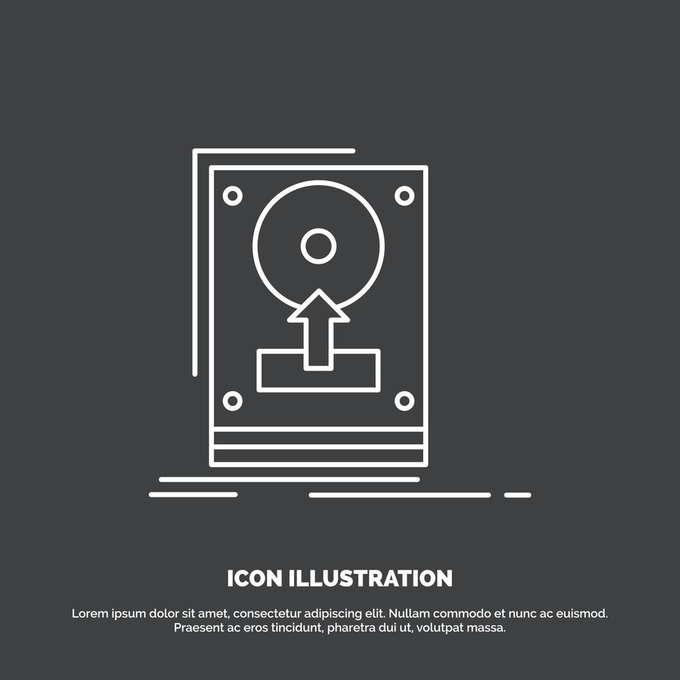 install. drive. hdd. save. upload Icon. Line vector symbol for UI and UX. website or mobile ...