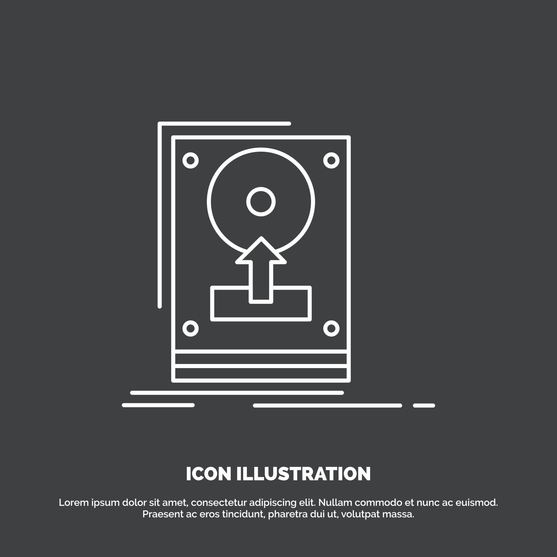 install. drive. hdd. save. upload Icon. Line vector symbol for UI and UX. website or mobile ...