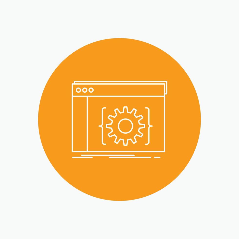 Api App Coding Developer Software White Line Icon In Circle Background Vector Icon