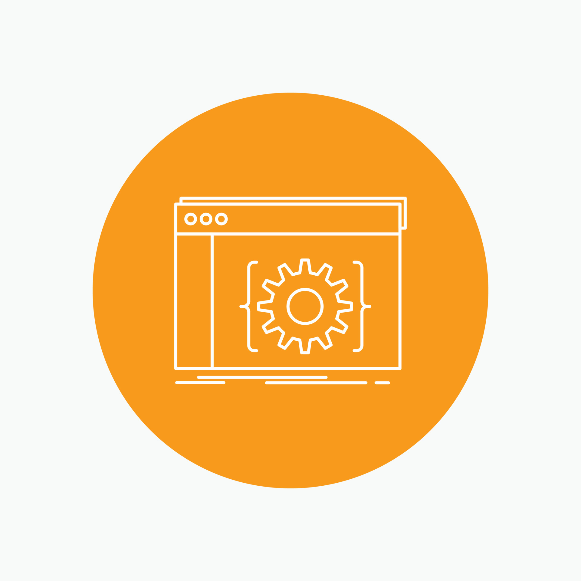 Api App Coding Developer Software White Line Icon In Circle Background Vector Icon