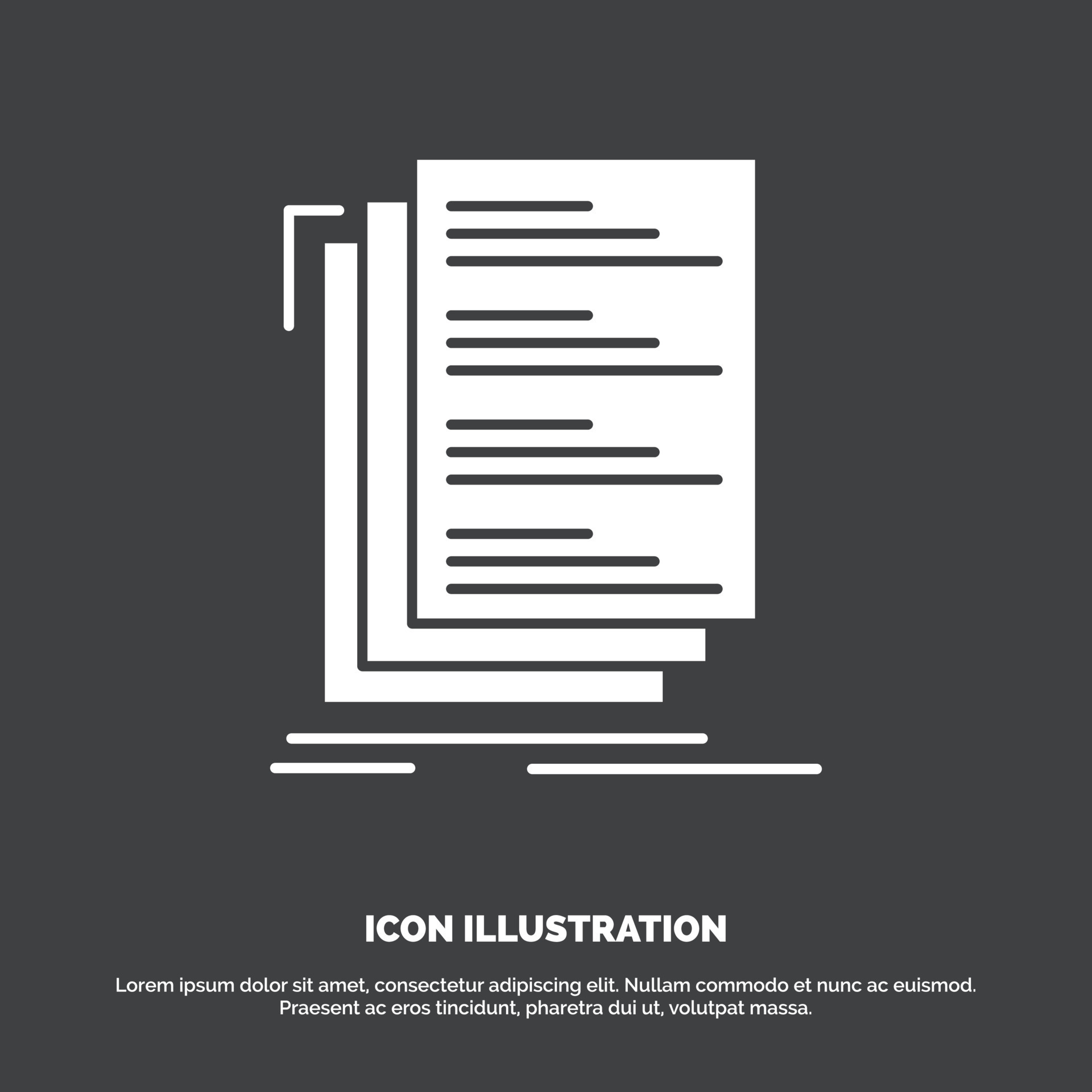 código. codificación. compilar. archivos icono de lista. símbolo de vector de glifo para ui y ux ...