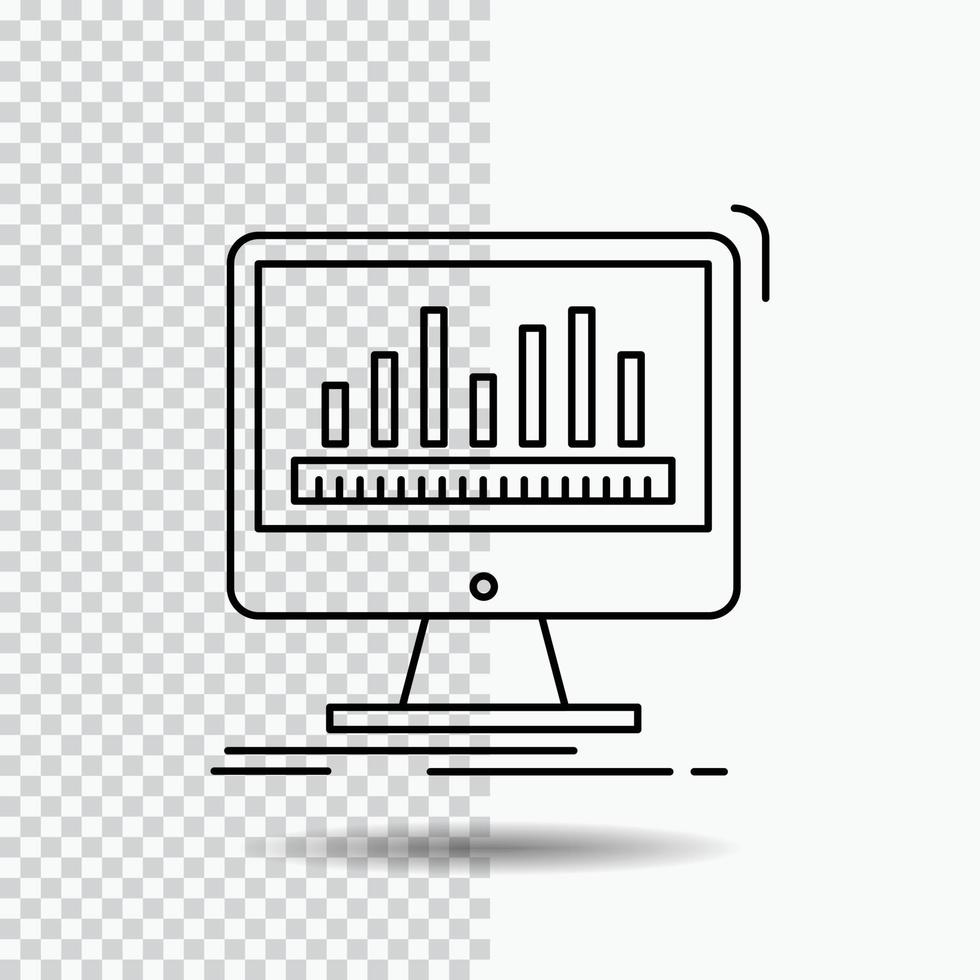analytics. processing. dashboard. data. stats Line Icon on Transparent Background. Black Icon ...