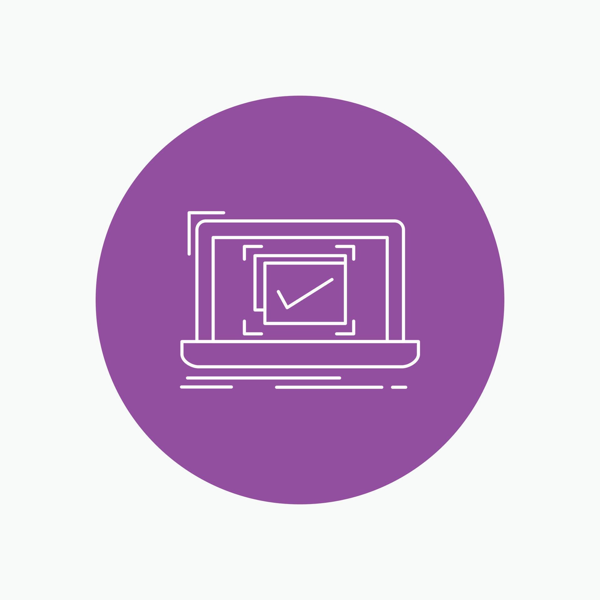 System Monitoring Checklist Good Ok White Line Icon In Circle Background Vector Icon