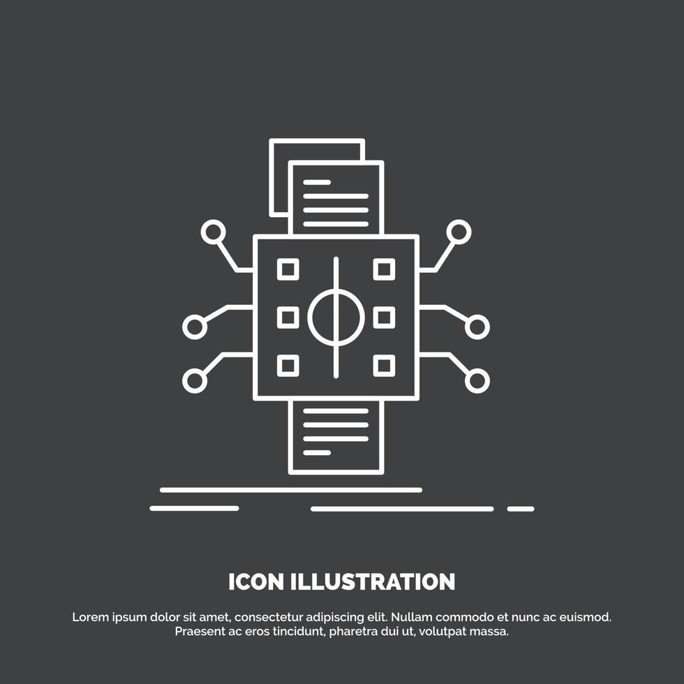 Analysis Data Datum Processing Reporting Icon Line Vector Symbol