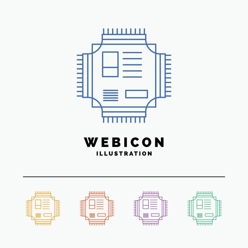 Chip Cpu Microchip Processor Technology 5 Color Line Web Icon
