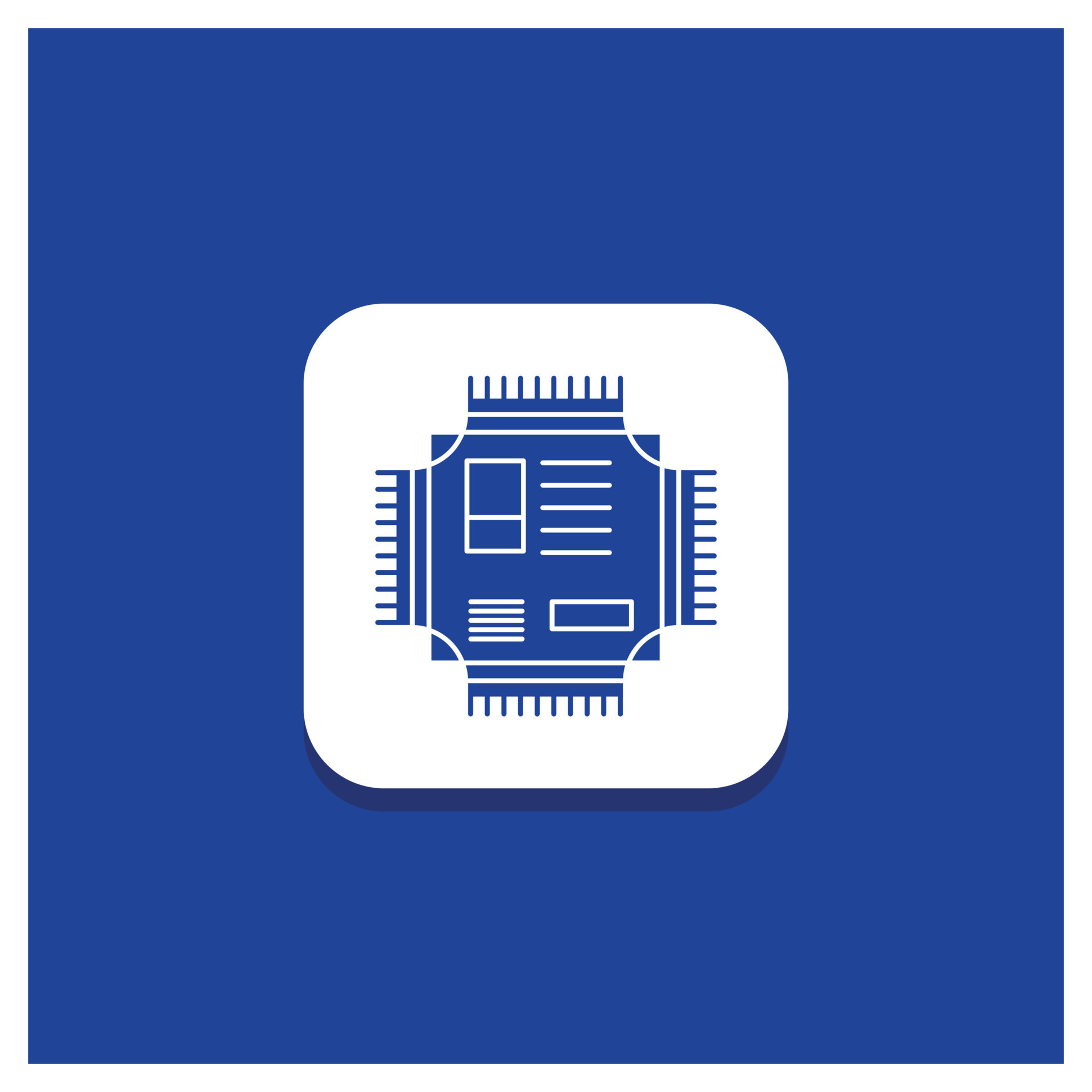 Blue Round Button For Chip Cpu Microchip Processor Technology Glyph