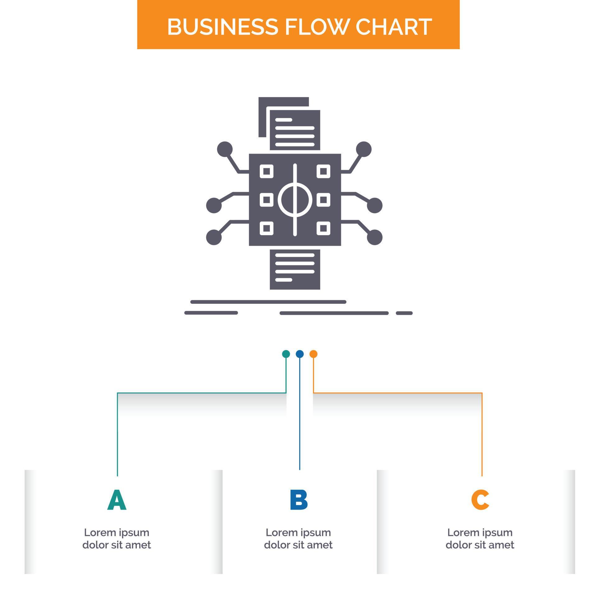 Analysis. data. datum. processing. reporting Business Flow Chart Design with 3 Steps. Glyph Icon ...