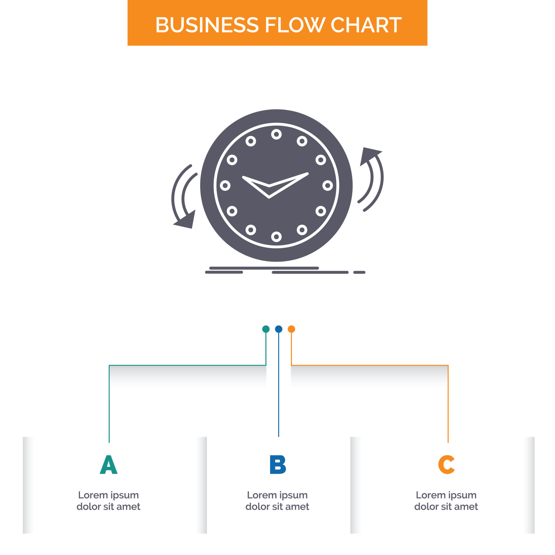 Backup. clock. clockwise. counter. time Business Flow Chart Design with 3 Steps. Glyph Icon For ...