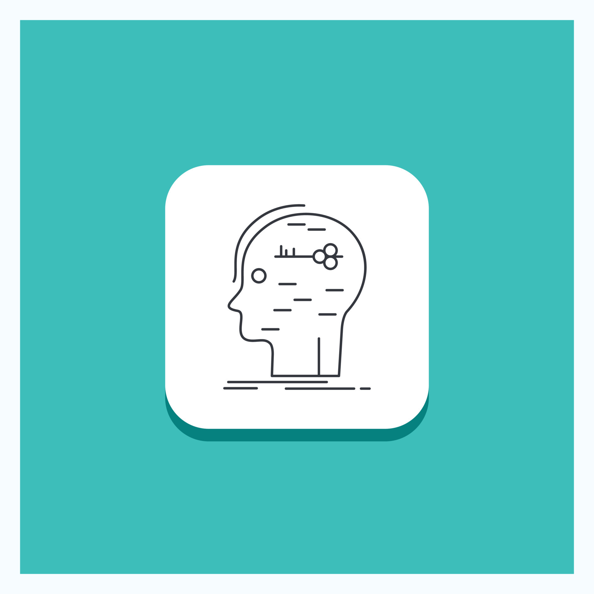 Round Button For Brain Hack Hacking Key Mind Line Icon Turquoise