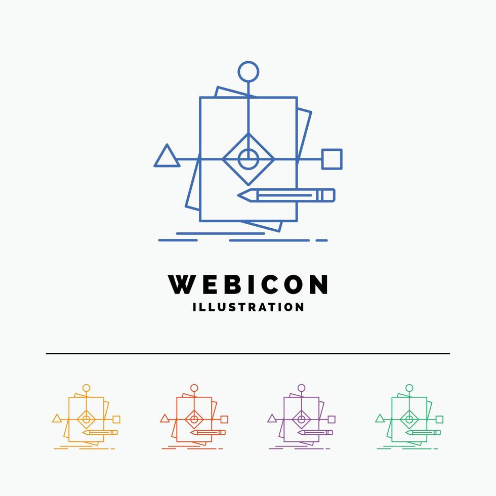Algorithm Business Foretelling Pattern Plan 5 Color Line Web Icon Template Isolated On White