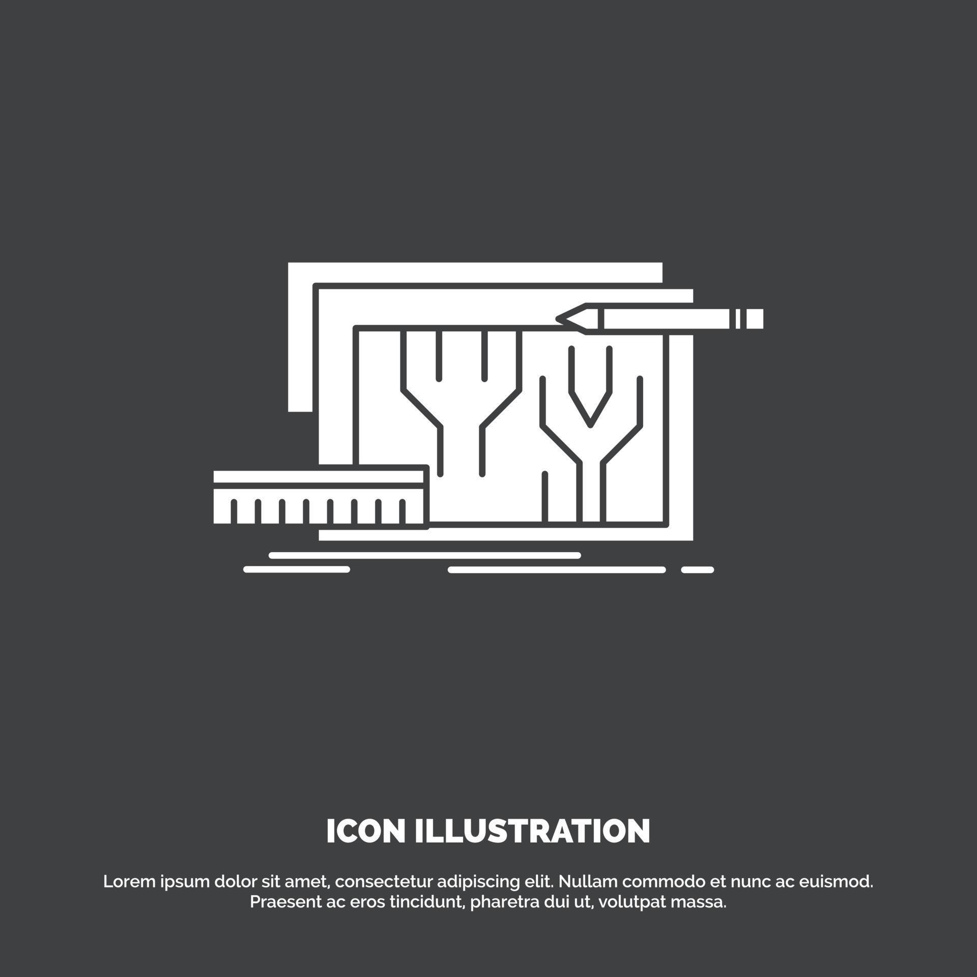 Architecture. blueprint. circuit. design. engineering Icon. glyph vector symbol for UI and UX ...