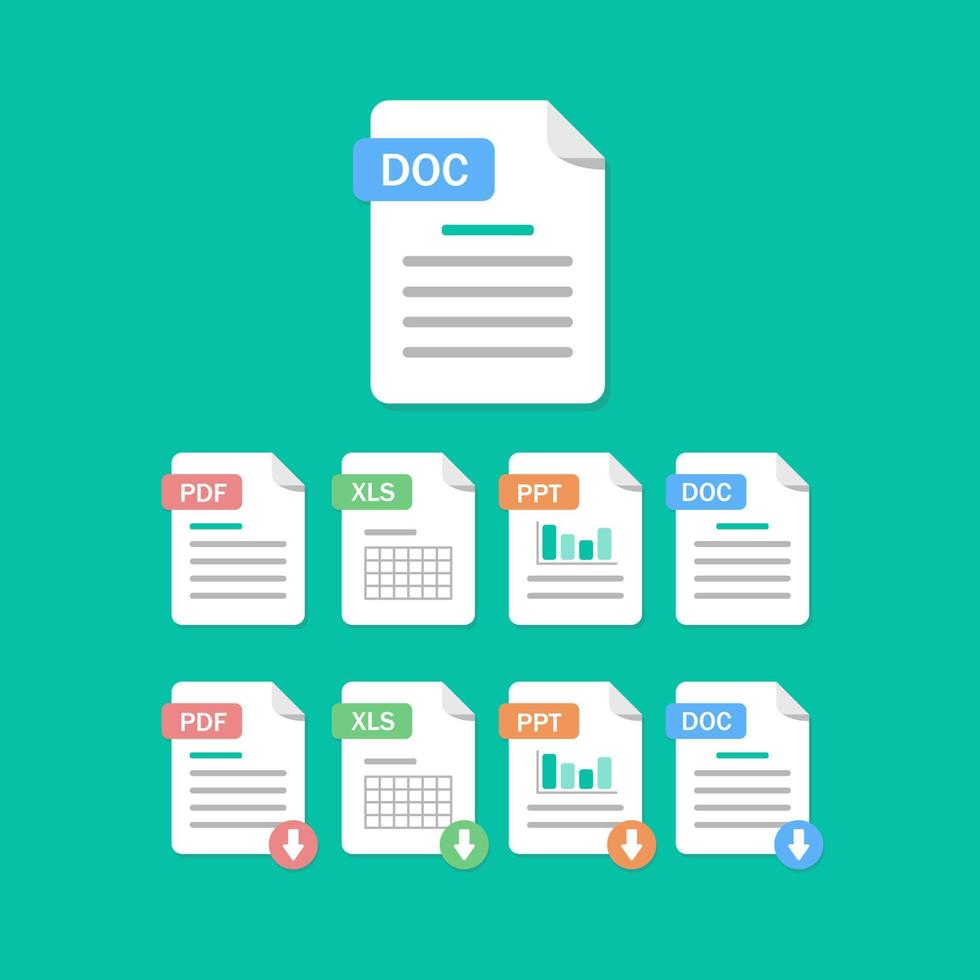 Set Of Document File Formats And Labels Icons Vector Illustration 13050503 Vector Art At Vecteezy