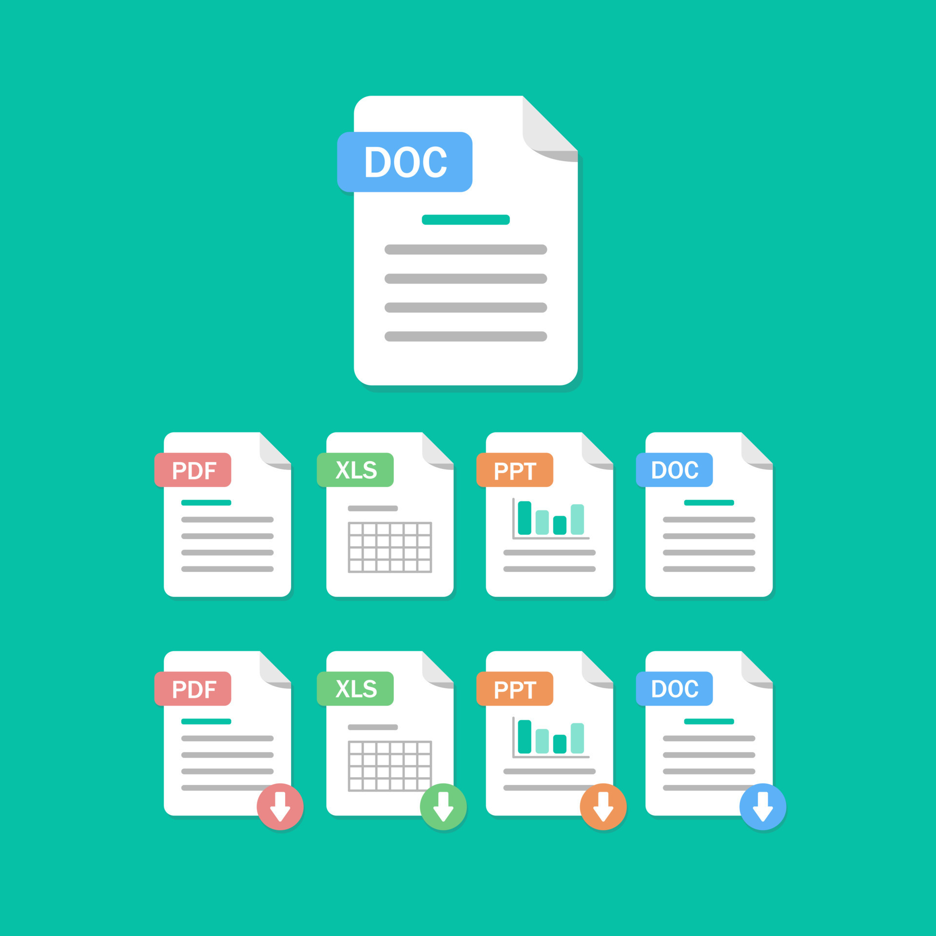 Set Of Document File Formats And Labels Icons Vector Illustration 13050503 Vector Art At Vecteezy