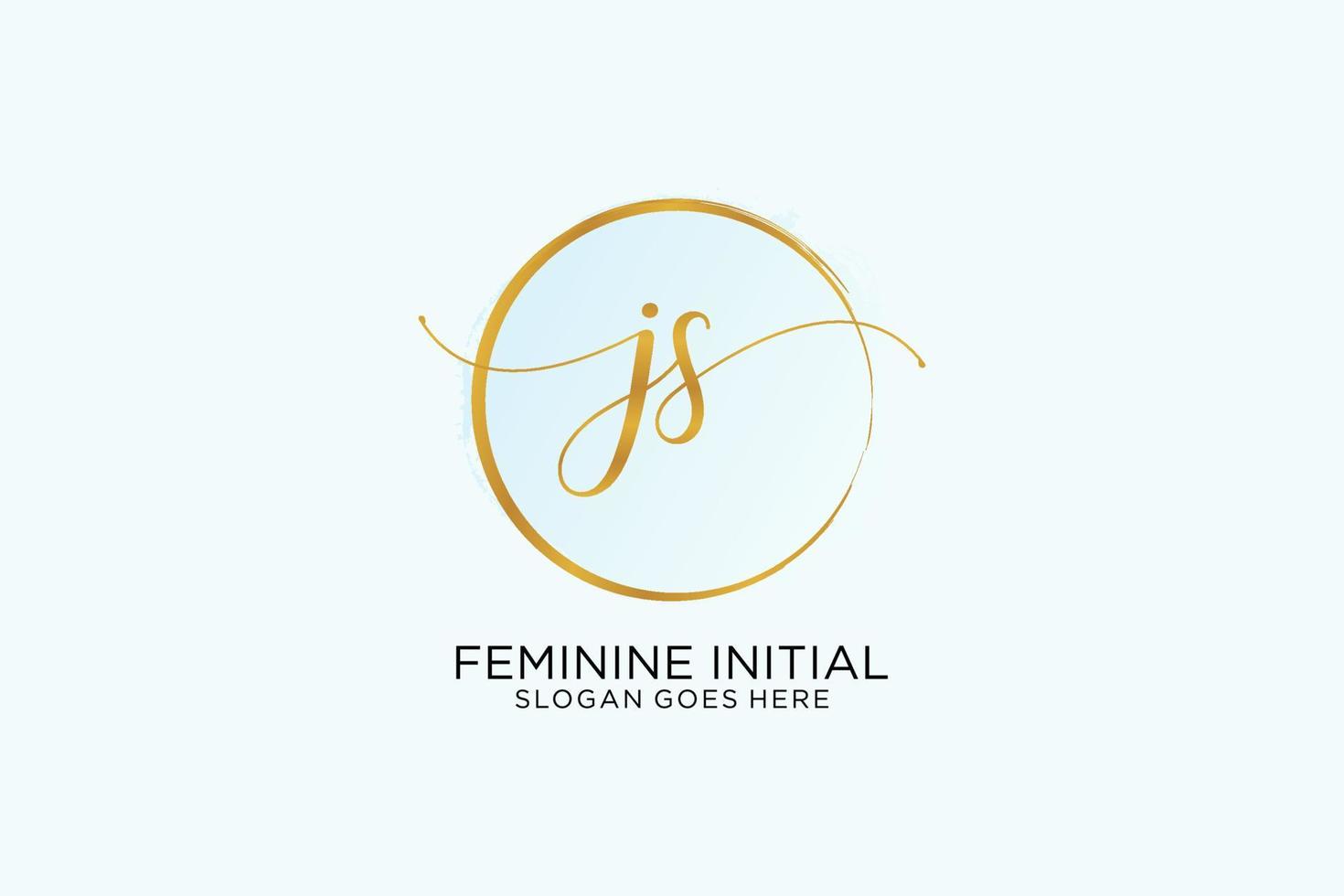 Initial JS handwriting logo with circle template vector signature ...