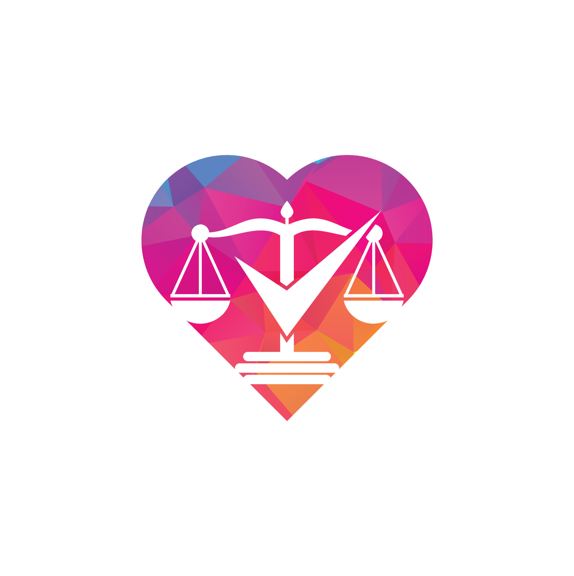 Check Law Firm Heart Shape Logo Vector Law Firm Vector Logo Design Law Scale With Check Sign