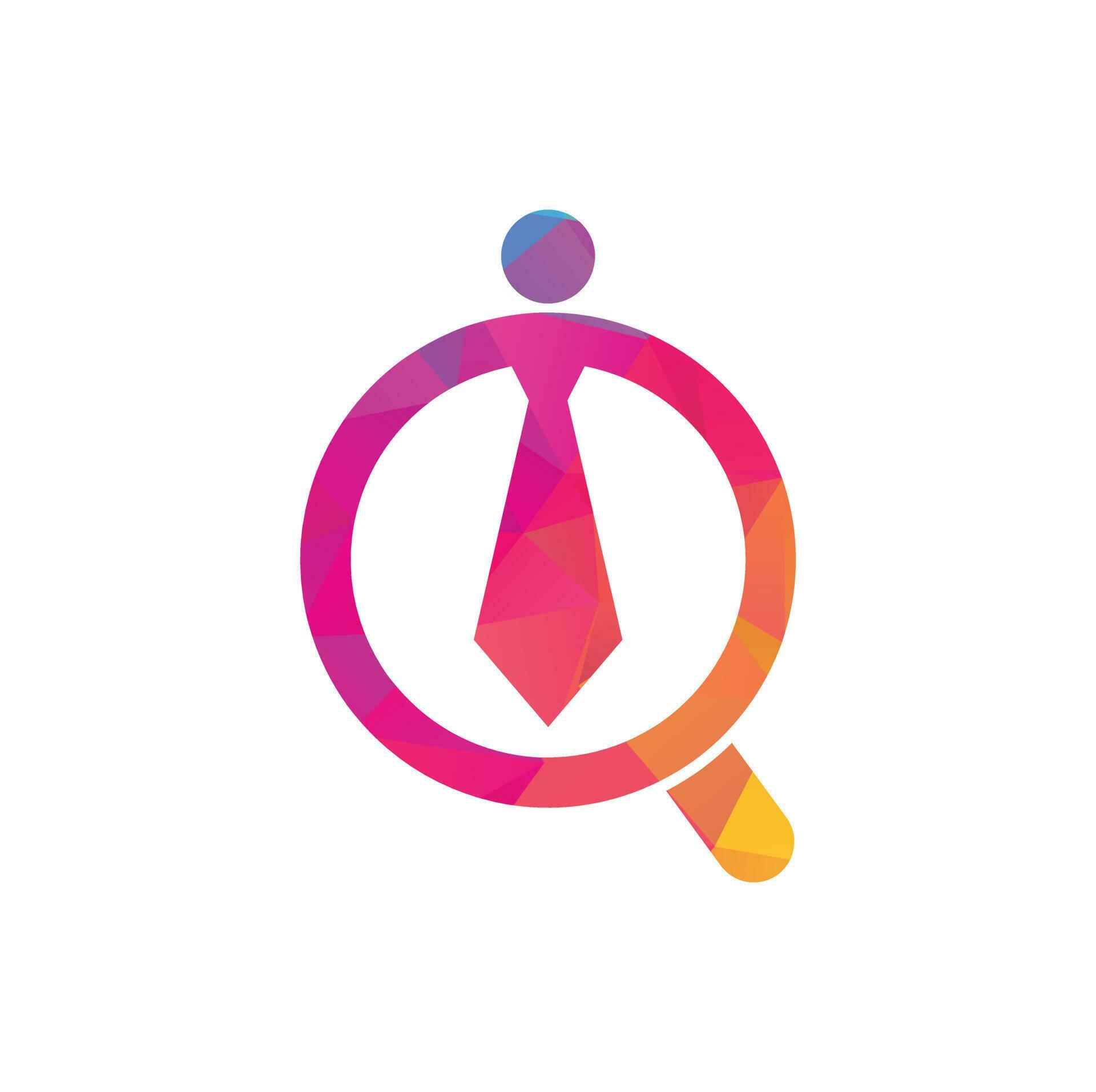 Job Logo Design Vector. Job search icon with magnifying glass, Choose people for hire symbol ...