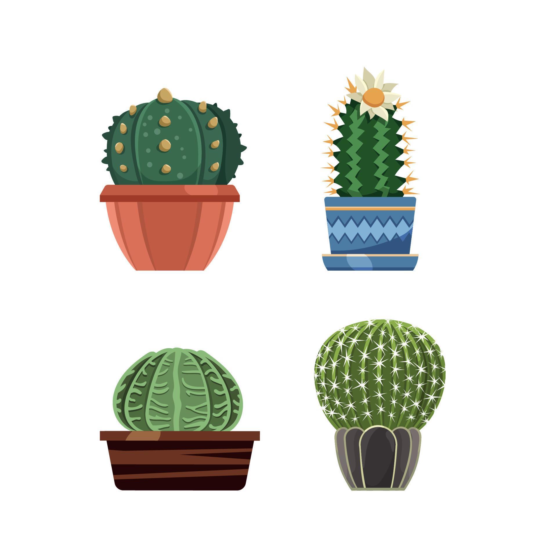 Set Of Cactuses In Pots 13065324 Vector Art At Vecteezy