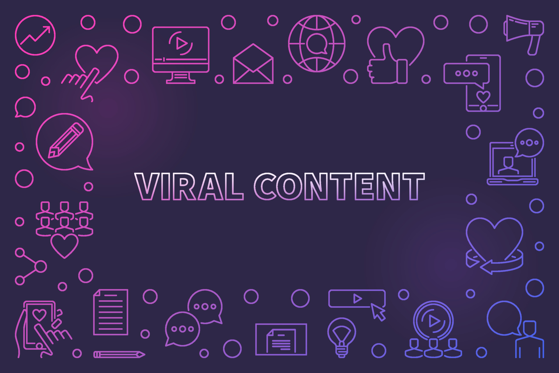 Viral Content vector colorful concept linear frame or illustration ... Viral Content vector colorful concept linear frame or illustration ...