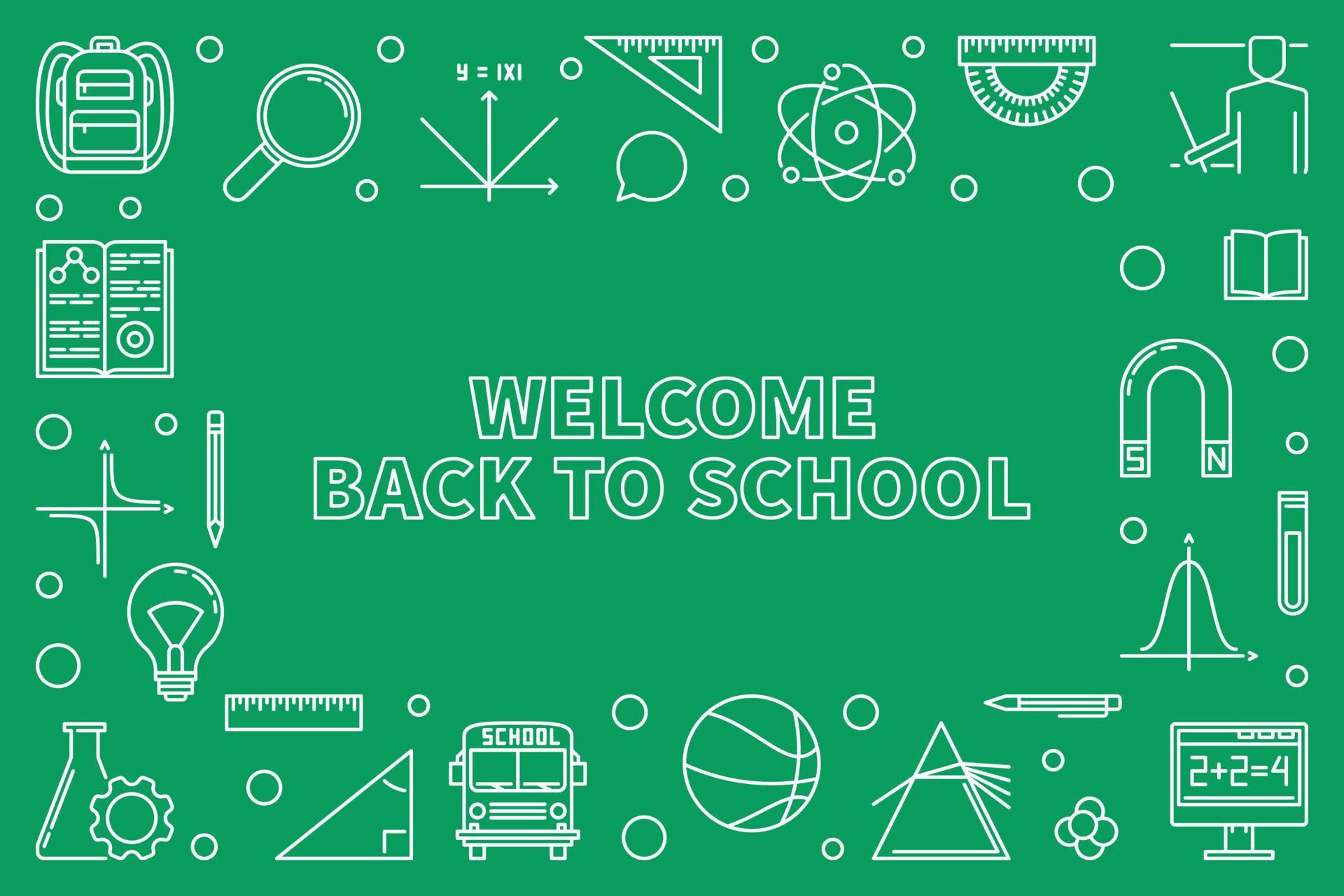 Welcome Back to School vector horizontal outline illustration 13066252 ... Welcome Back to School vector horizontal outline illustration 13066252 ...
