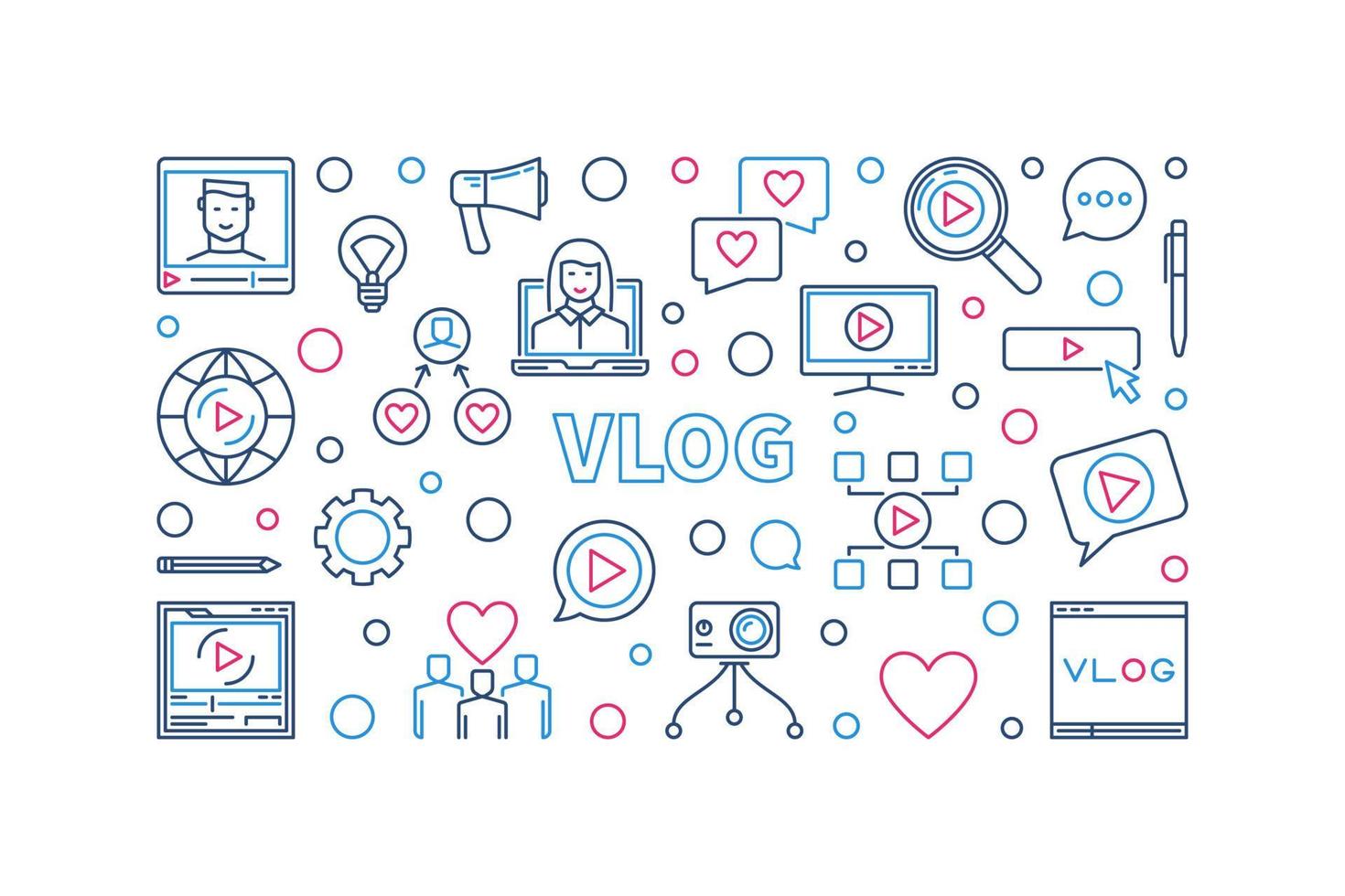 Vlog vector concept creative thin line horizontal illustration 13066261 Vector Art at Vecteezy