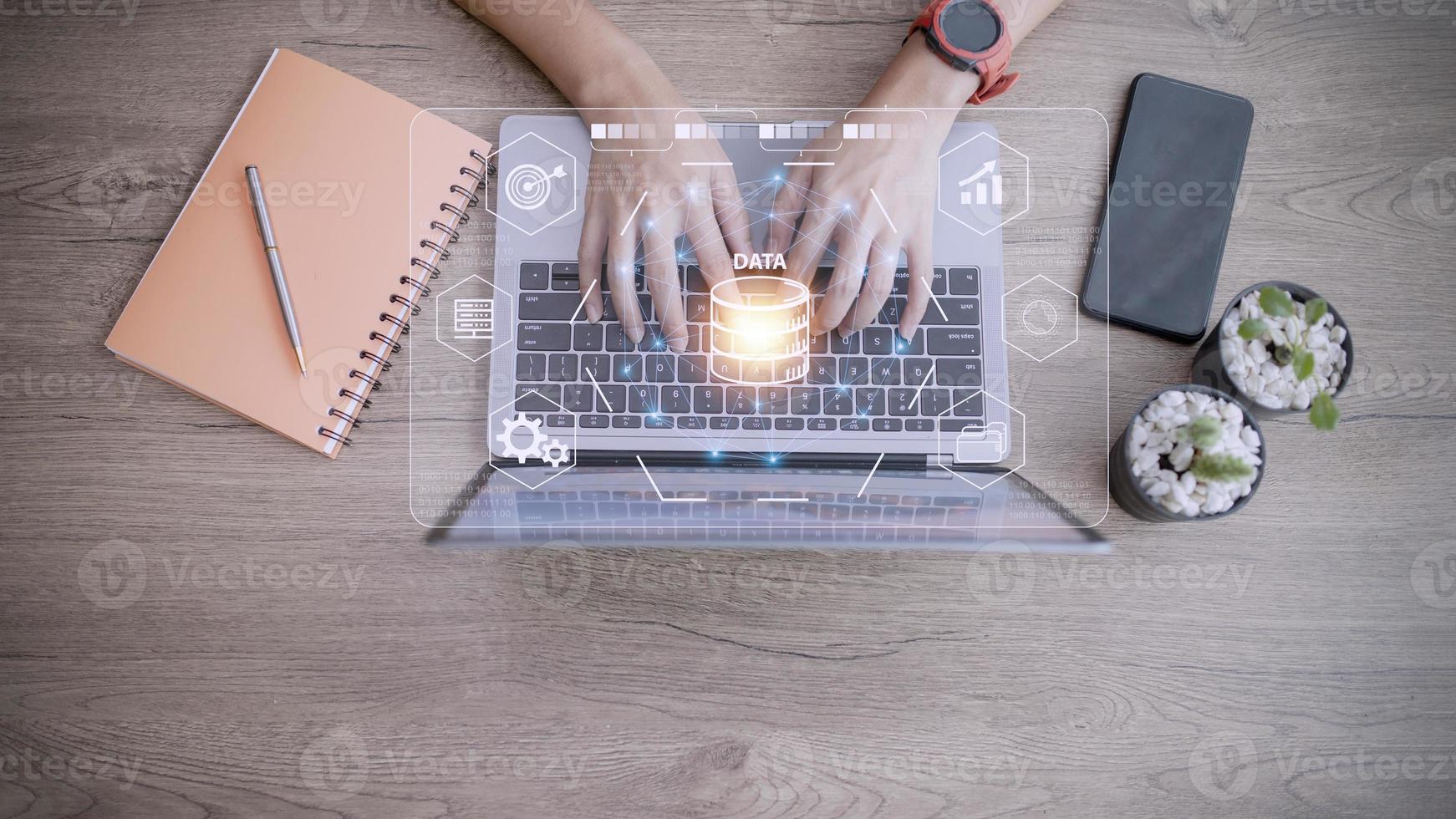 Big Data And Analytics Visualization Technology With Scientist Analyzing Information Structure