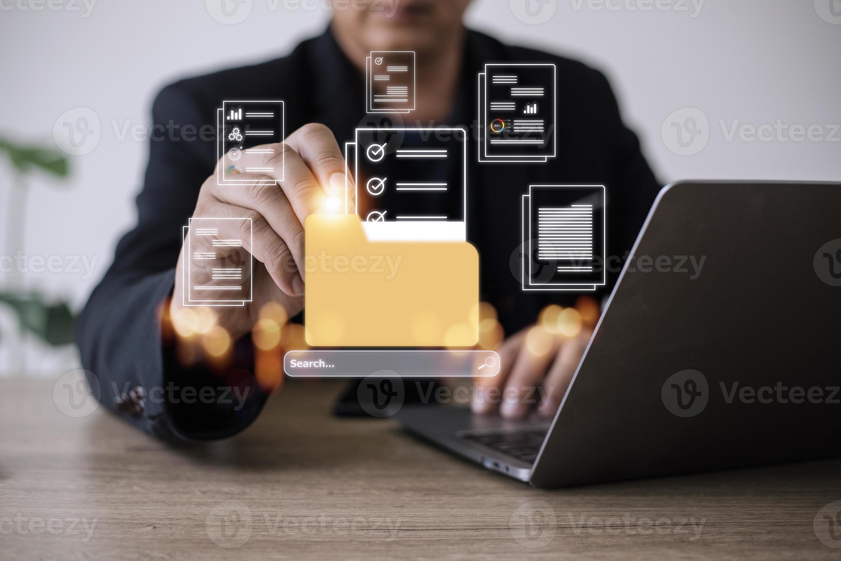 Uploading documents from folder. Open File folder with flying blank ...