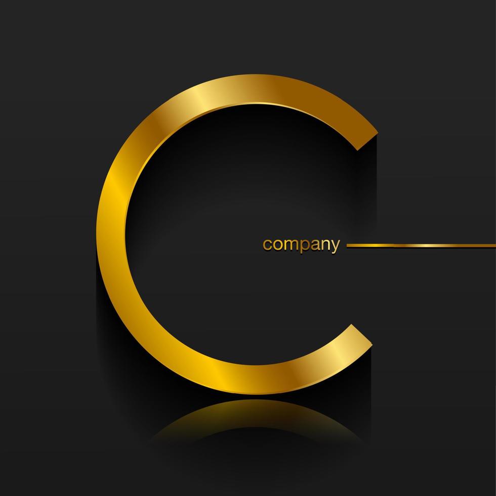 Diseño Del Logo Dorado De La Letra C Fuente Dorada Elegante Gráfica Vectorial Con Texto De