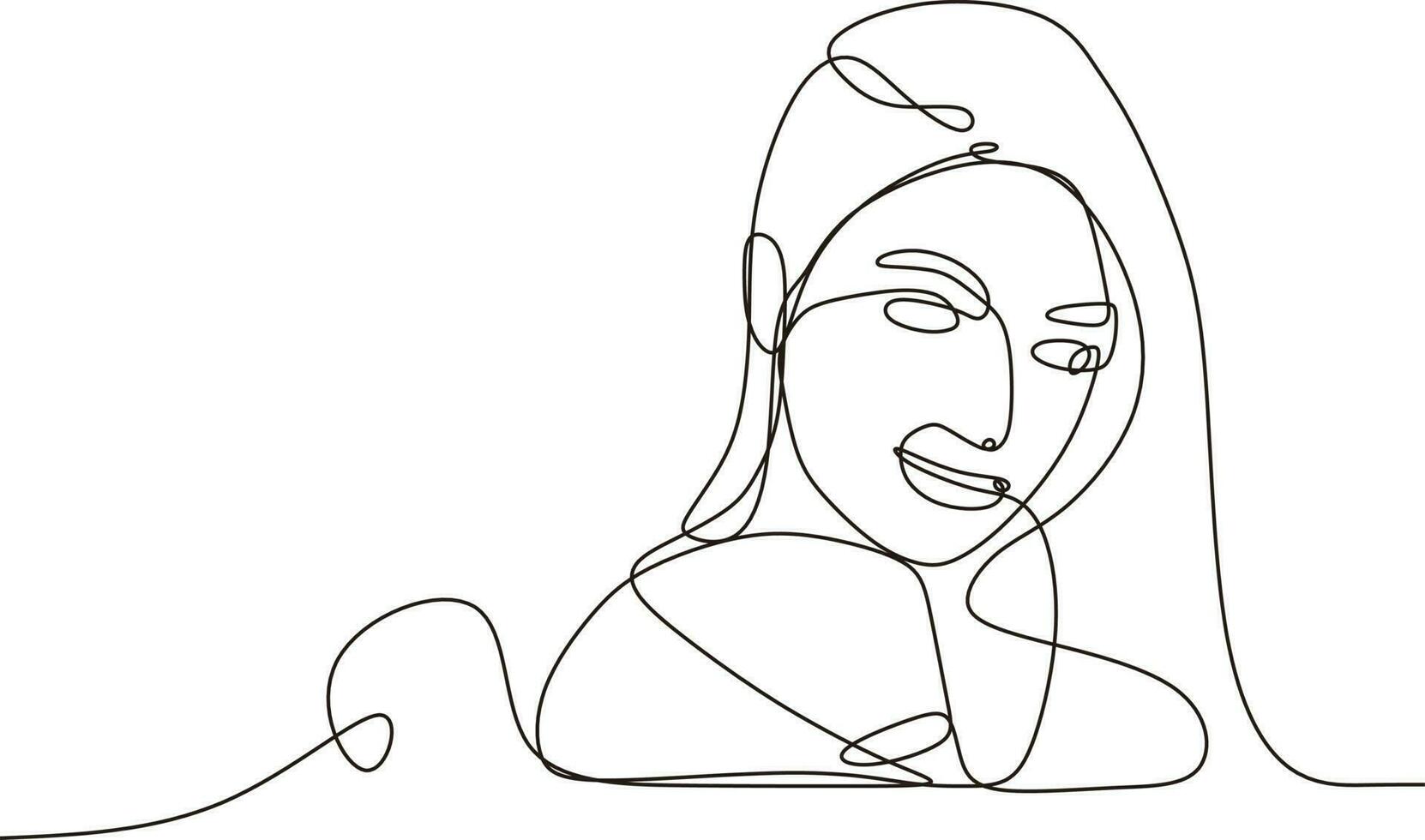 Continuous Line Illustration Design Girl Posing 13075070 Vector Art At